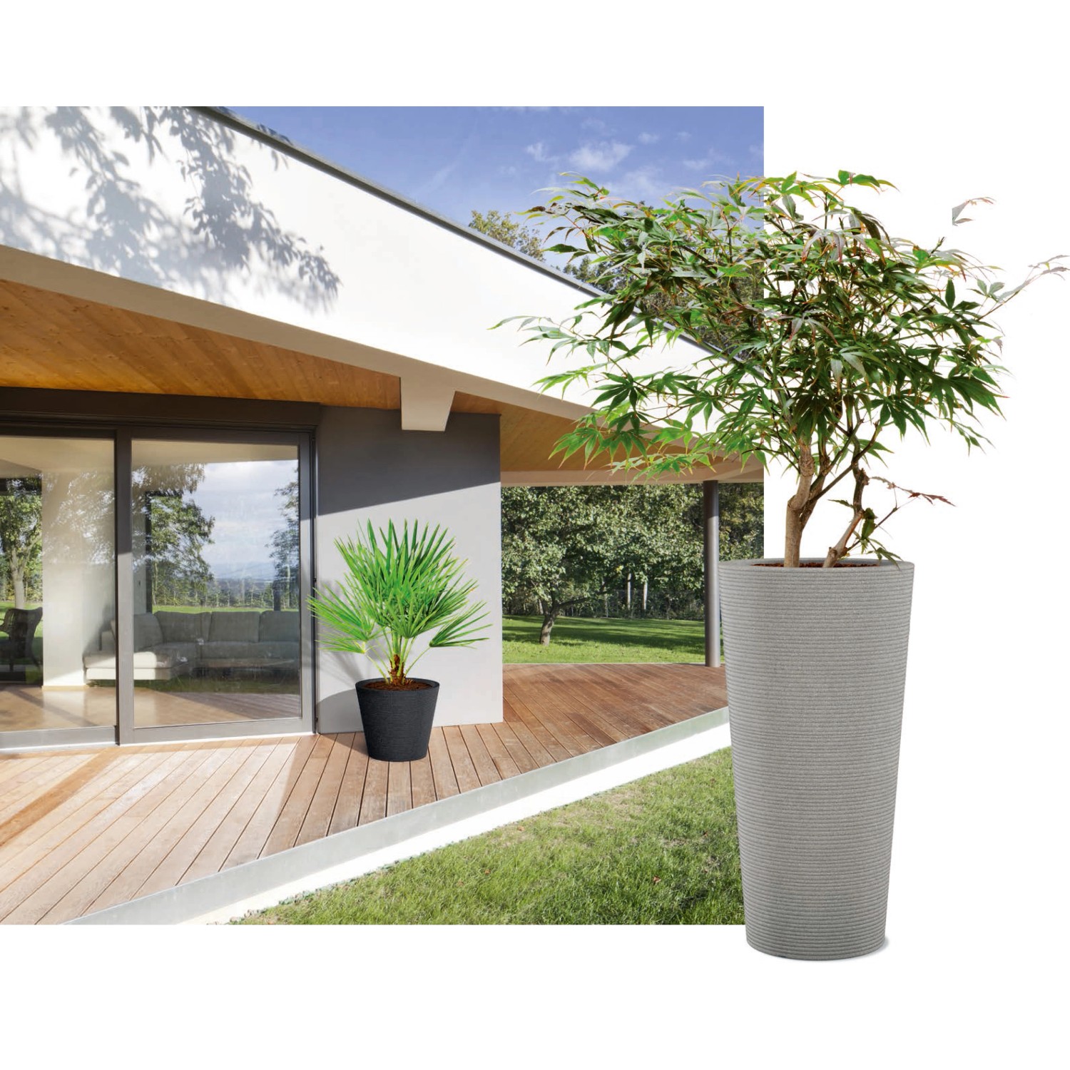 Scheurich Pflanzgefäß Coneo High Ø 28,5 cm Schwarz Granit kaufen bei OBI