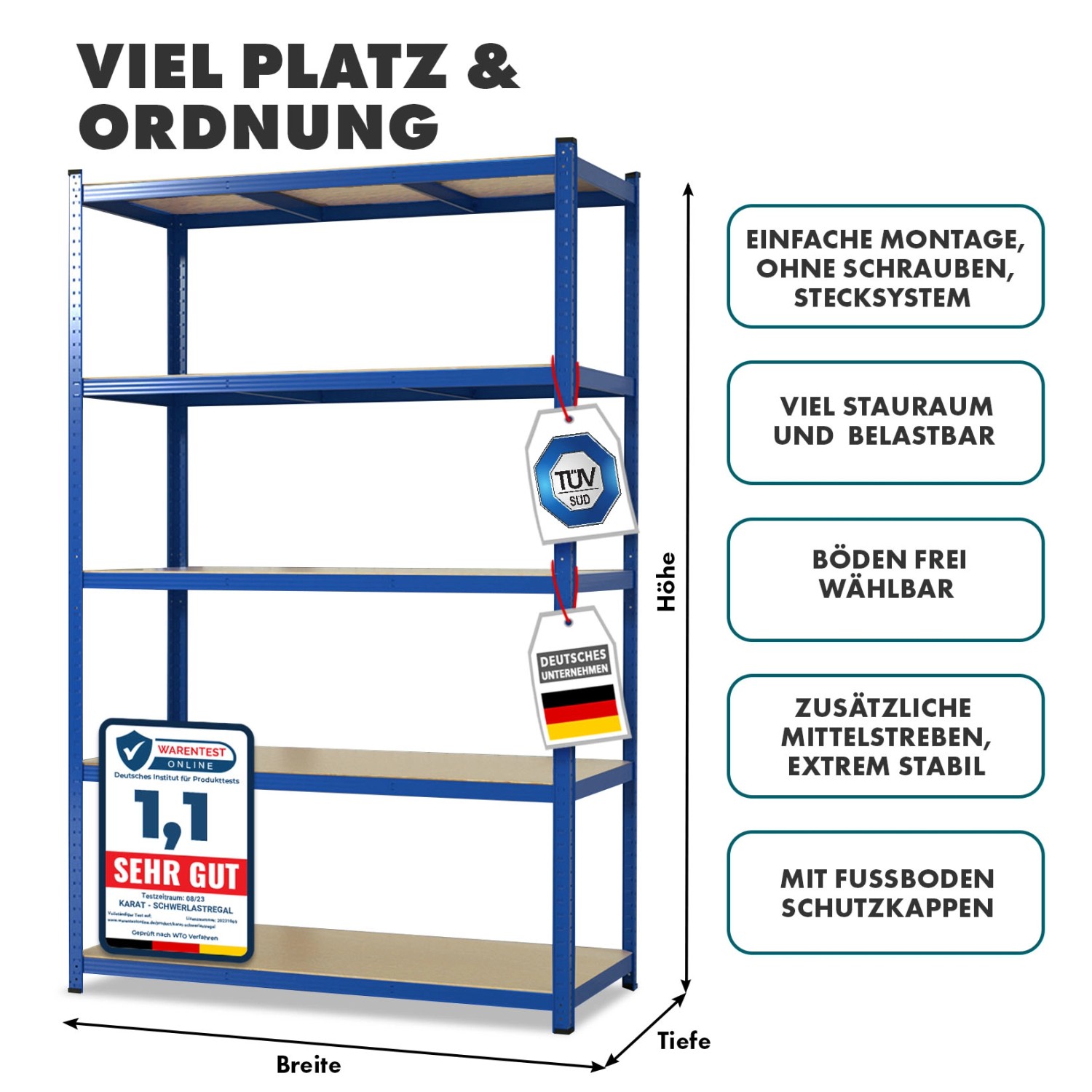 KARAT Schwerlastregal Odin 2er Set Traglast bis 875 kg Blau 180 x 90 x 40 cm kaufen bei OBI