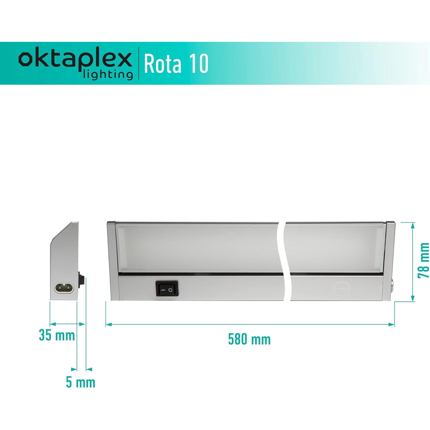 Oktaplex Aluminium Unterbauleuchte 60cm 2er Set 90 Grad Schwenkbar ...