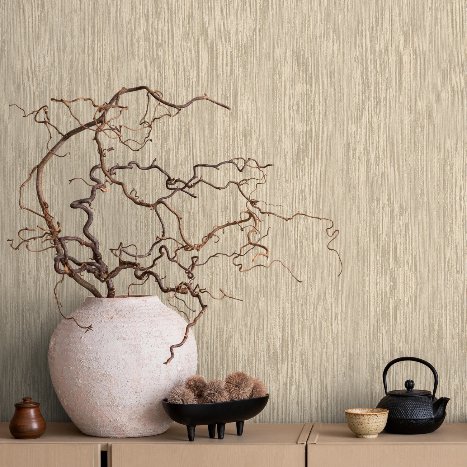 Marburg Vliestapete Uni Feine Linien Modern 10,05 m x 0,53 m Beige ...