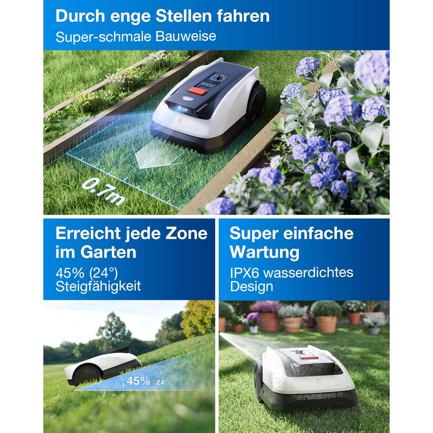 Ecovacs Mähroboter Goat A1600 RTK bis 1.600 m² ohne Begrenzungskabel ...