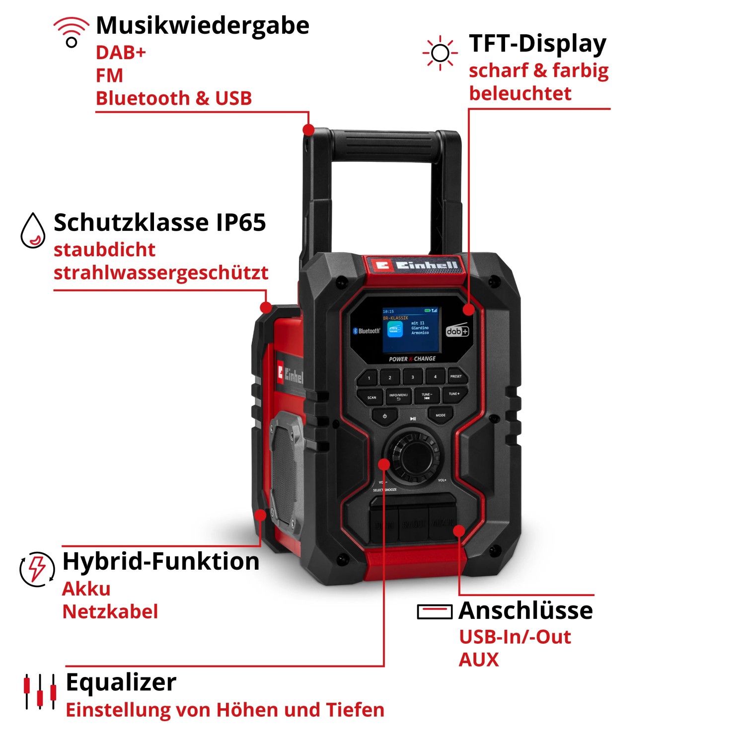 Einhell Akku-Radio TE-CR 18 Li DAB+/FM/BT Solo kaufen bei OBI