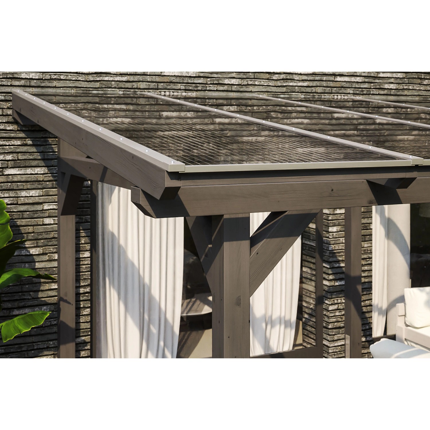 Skan Holz freistehende Terrassenüberdachung 648 x 350 cm Leimholz ...