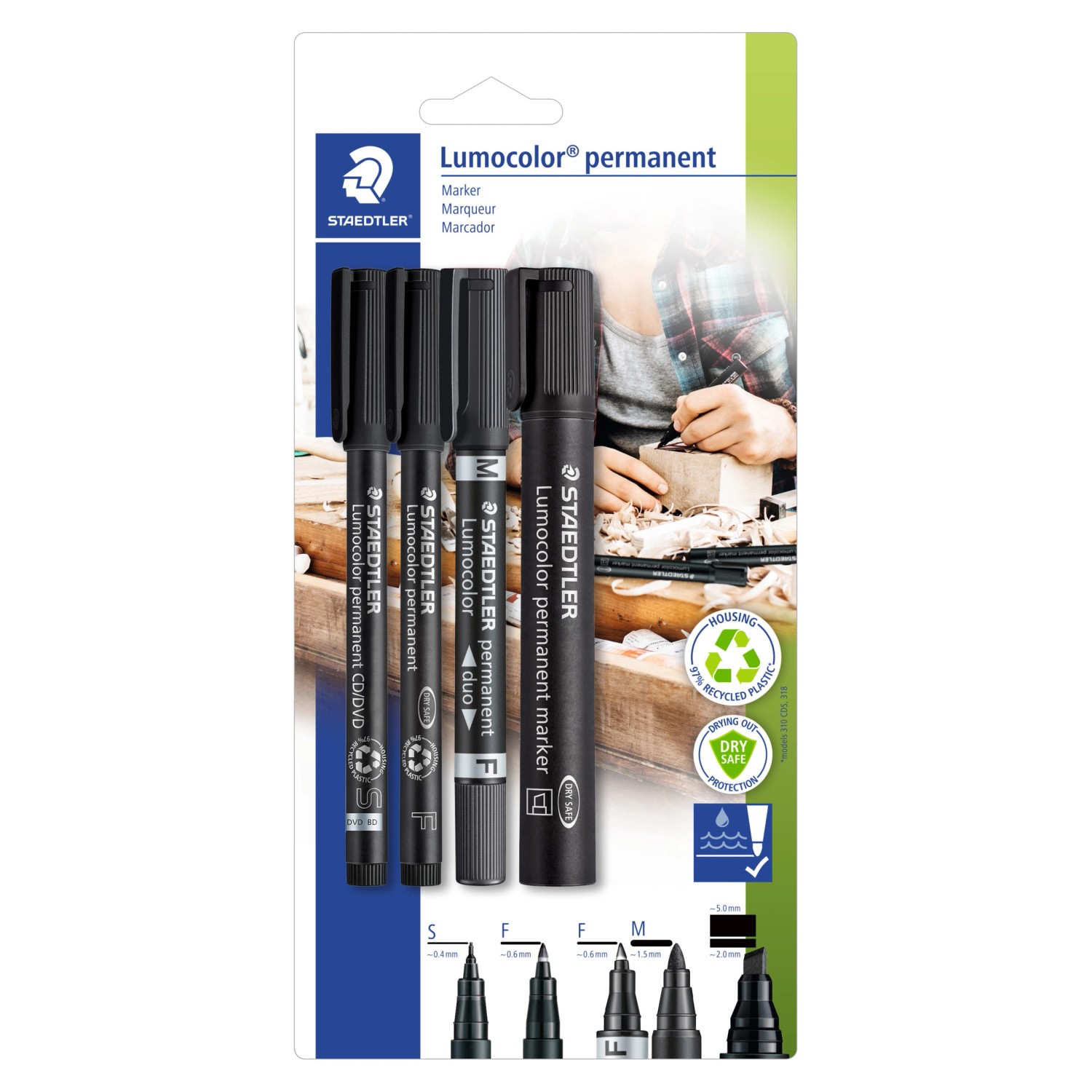 Staedtler Marker-Set Lumocolor Schwarz 4 Stück kaufen bei OBI