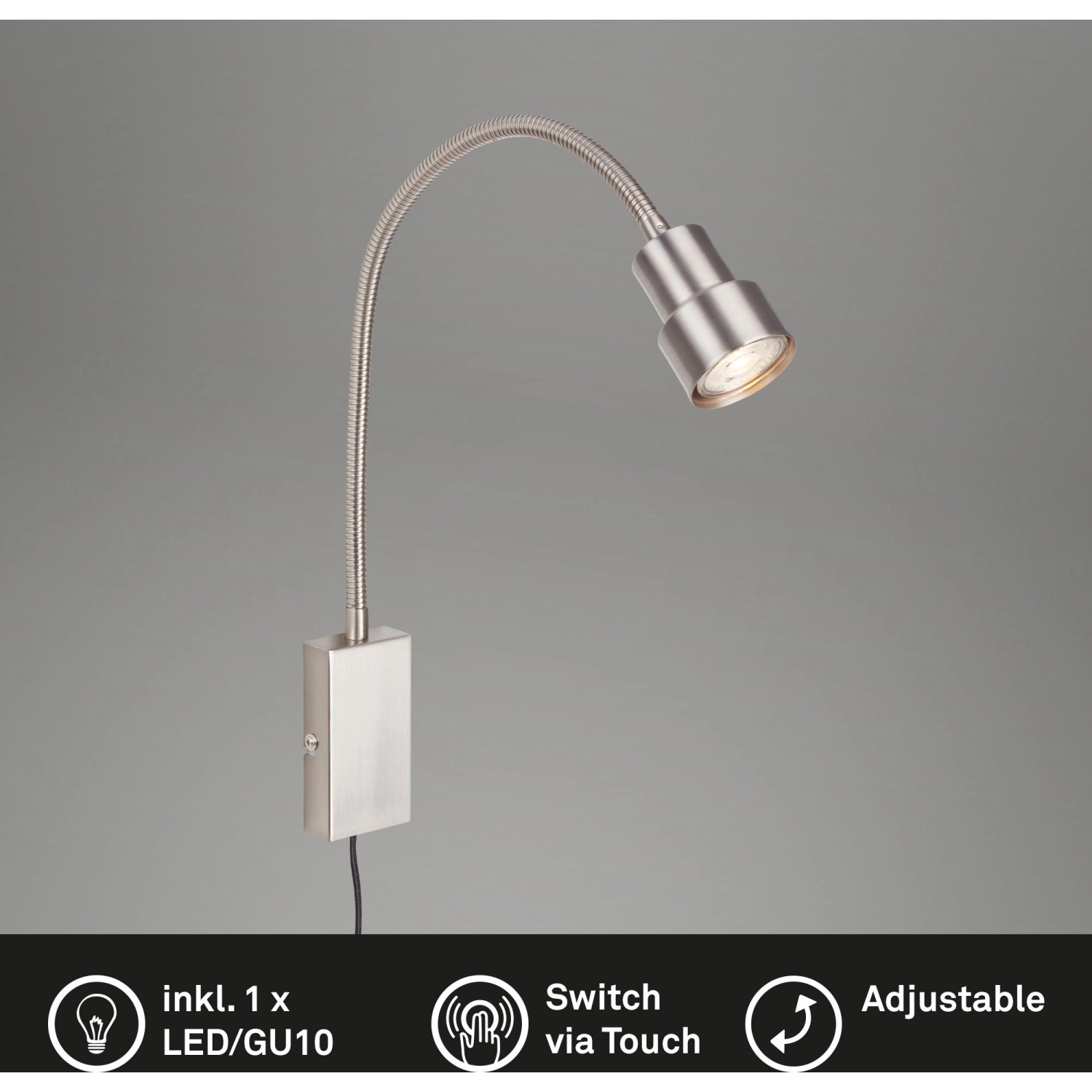 Briloner LED Bettleuchte Tusi Schwenkbar Touch Warmweiß 69 cm Matt ...