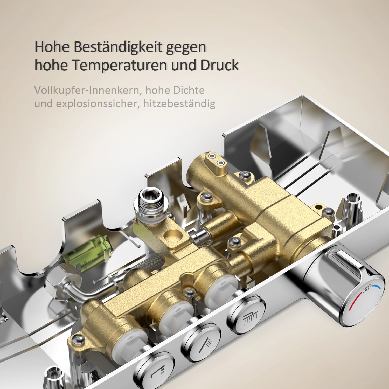 Emke Duschsystem mit Thermostat Glasablage Handbrause 3 Strahlarten Regendusche Chrom kaufen bei OBI