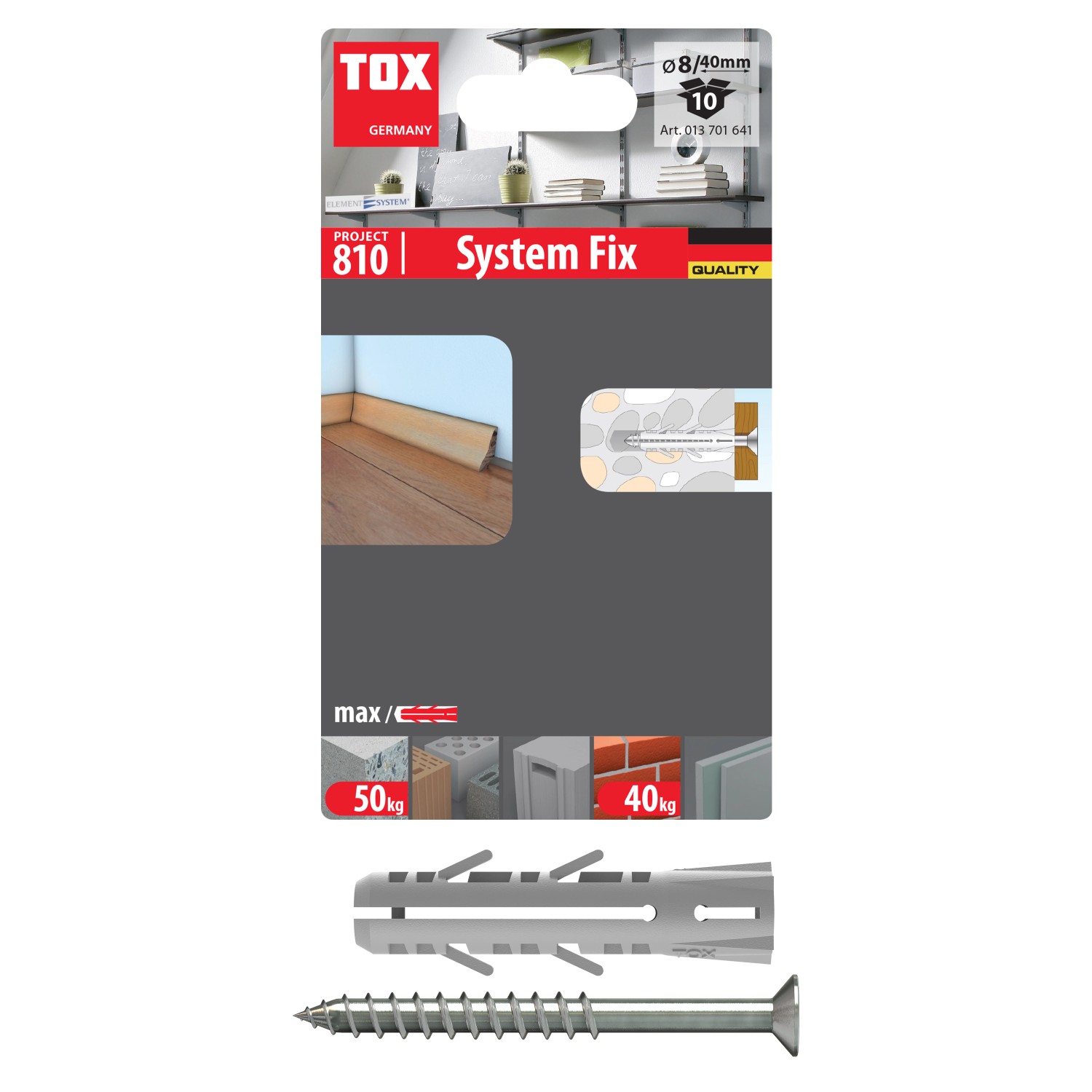 TOX Parkett- und Regalschienen-Befestigung System Fix 10 Stück Grau ...
