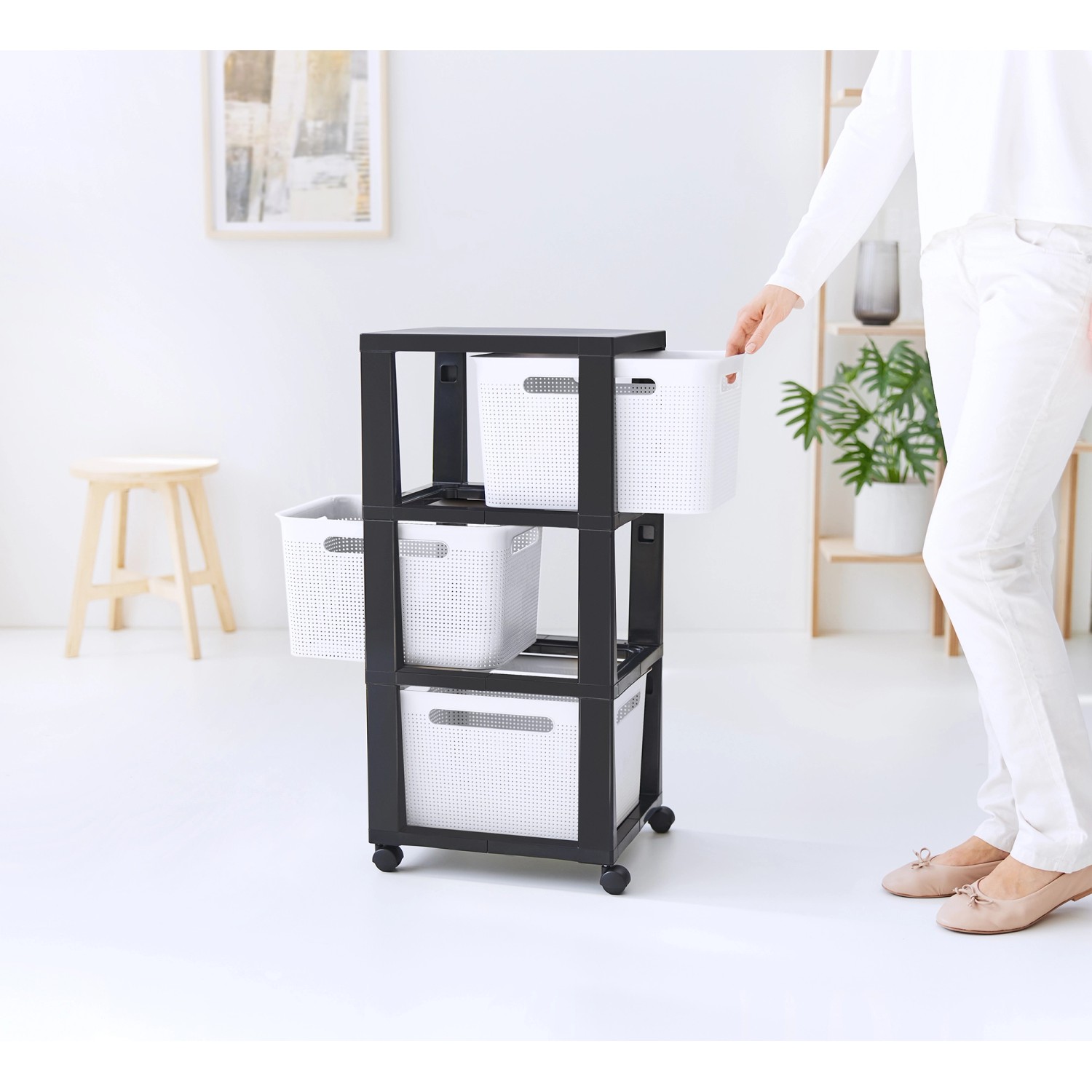 Rotho Tower mit Rollen Brisen 3 x 16 l Weiß kaufen bei OBI