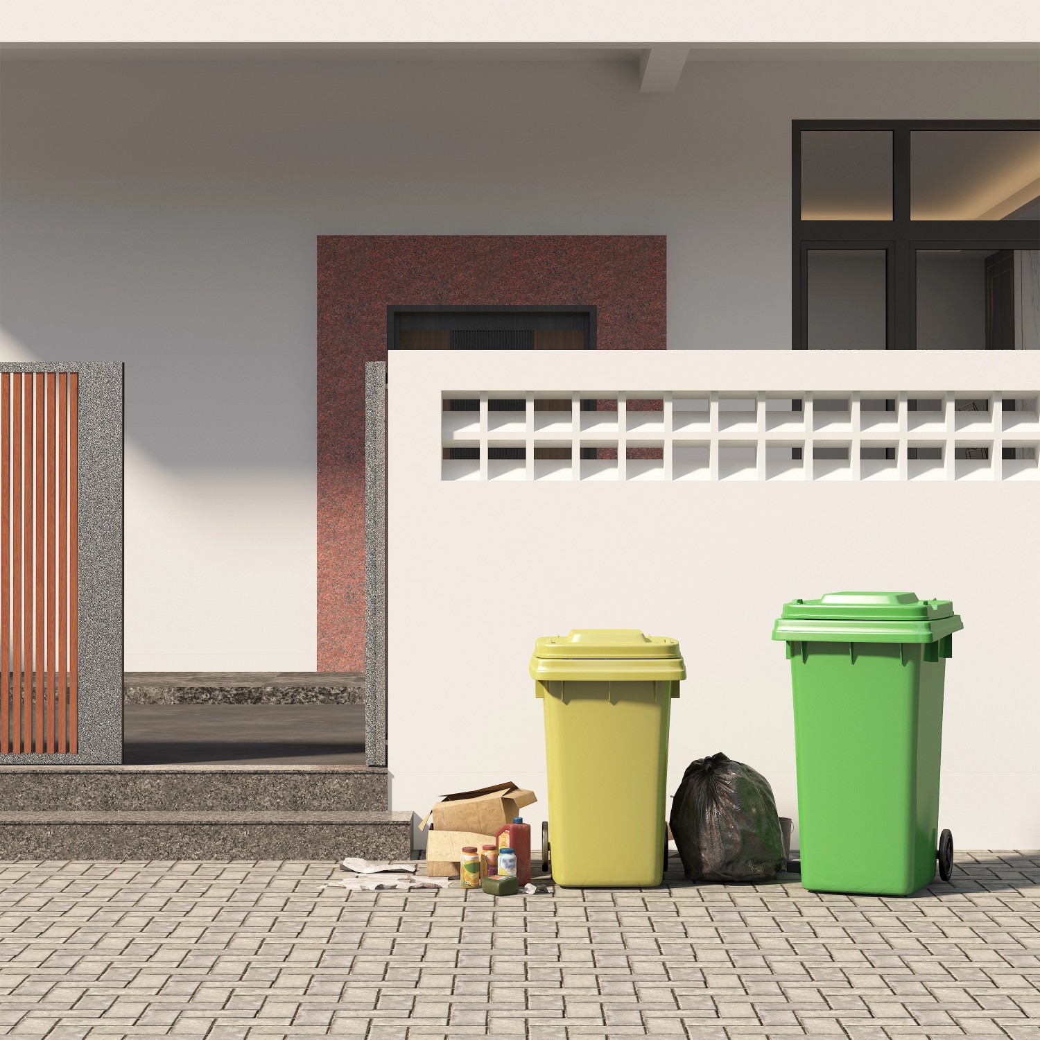 Axi Mülltonnenbox Lucas Metall 2 x 240 l Anthrazit/Holzoptik kaufen bei OBI