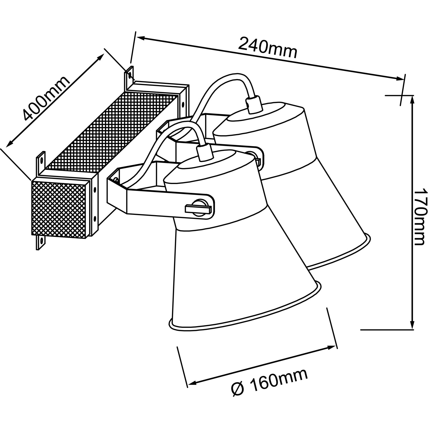 Brilliant Wand Spot Decca 2-flammig Schwarz und Holz kaufen bei OBI