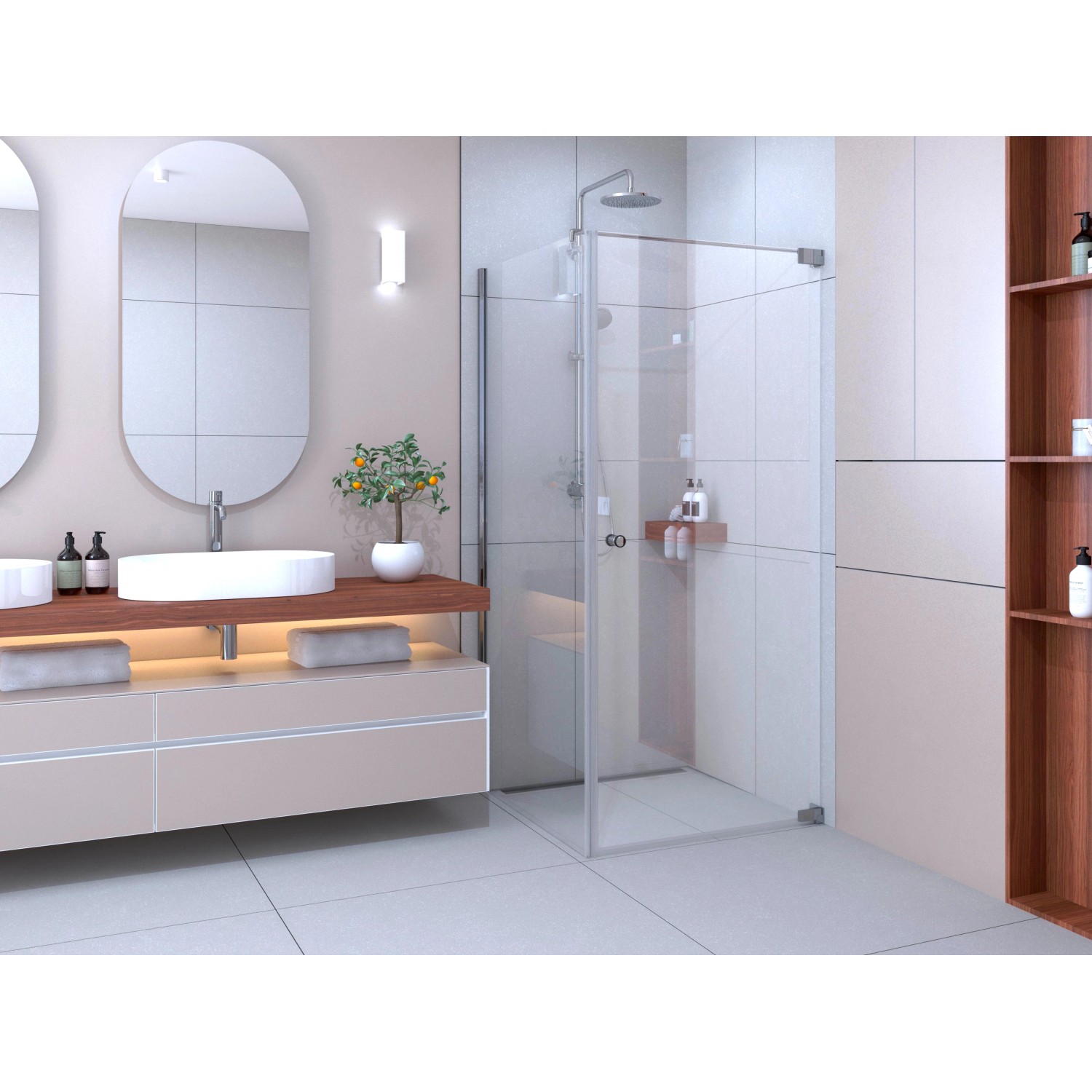 Eckdusche Brava Frame Drehtür und Wand Chrom 90 cm x 90 cm x 200 cm DIN ...