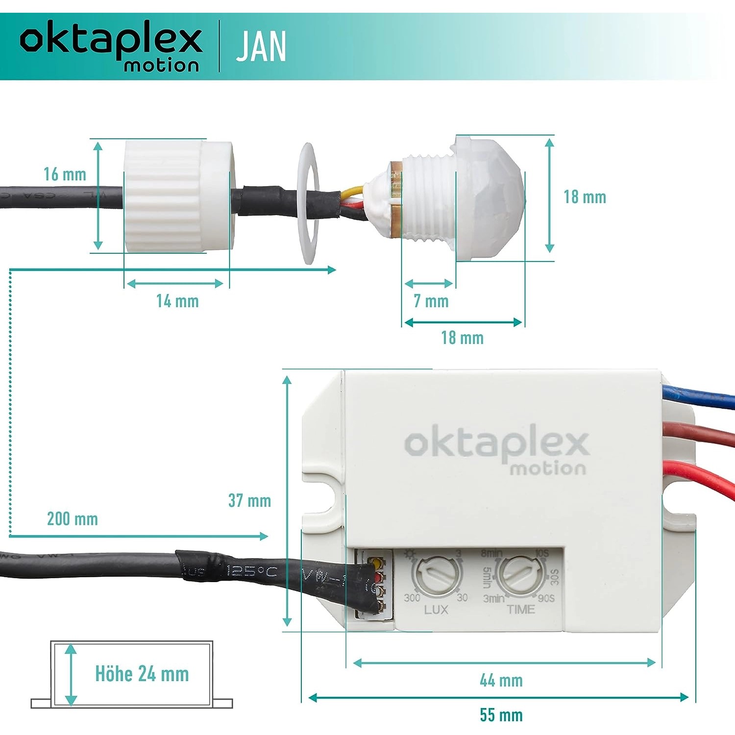 Oktaplex Jan Einbau Bewegungsmelder 2er Set 360° Klein IP65/IP20 8m ...