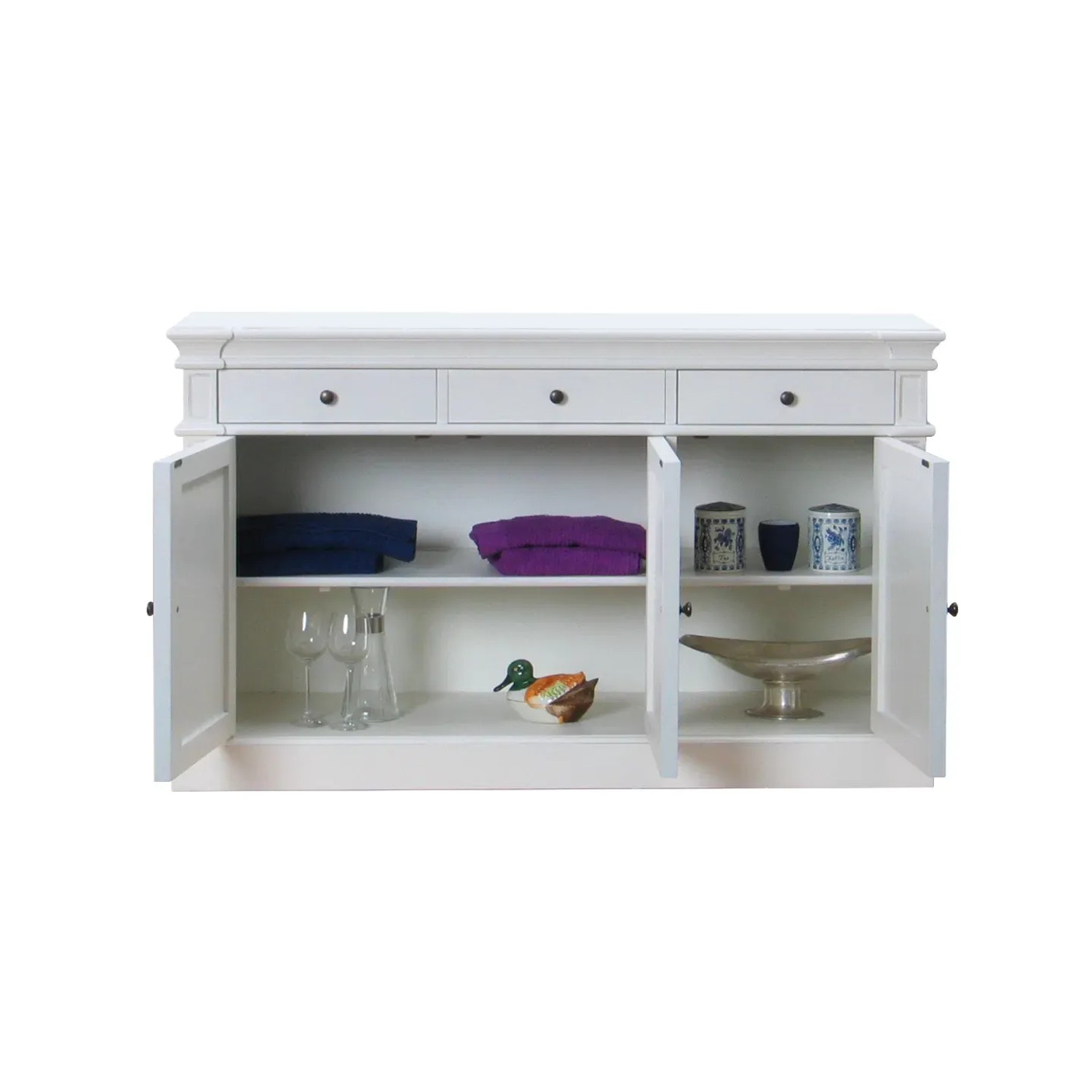 ebuy24 weißes Sideboard Amaretta Antik mit 3 Türen und 3 Schubladen ...