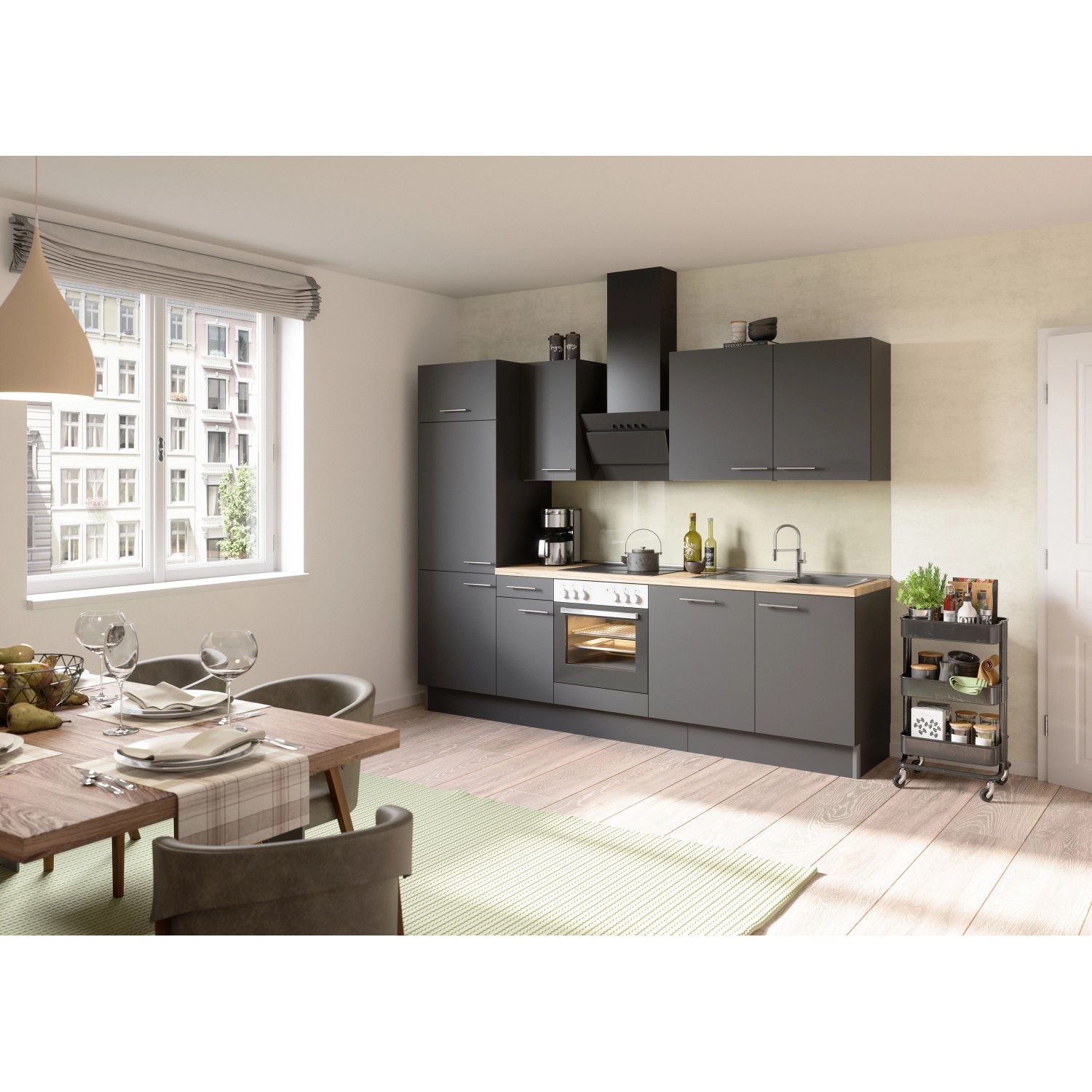 Optifit Küchenzeile Optikoncept Ingvar 270 cm Anthrazit kaufen bei OBI