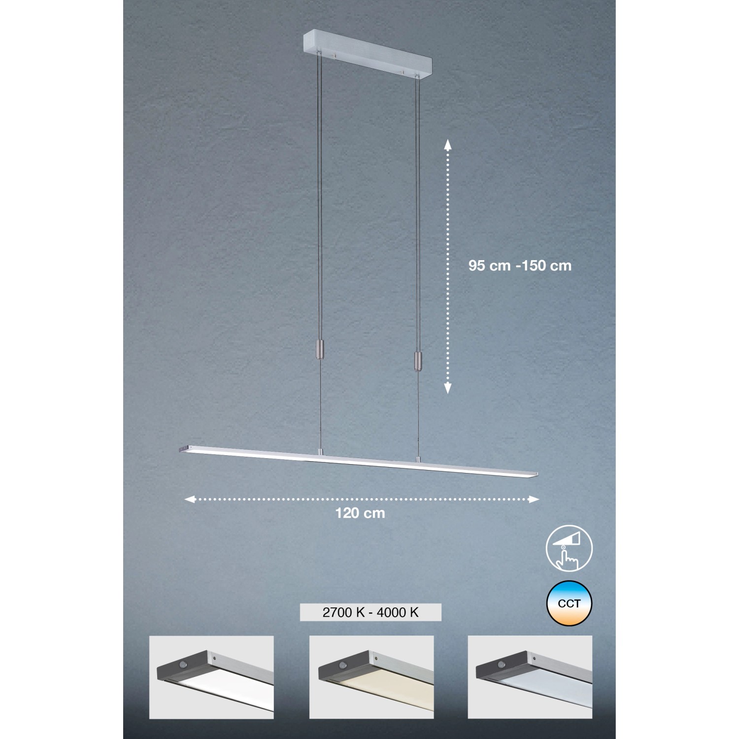Fischer & Honsel LED-Pendelleuchte Metz TW 1x 29 W Aluminium 3300 lm ...