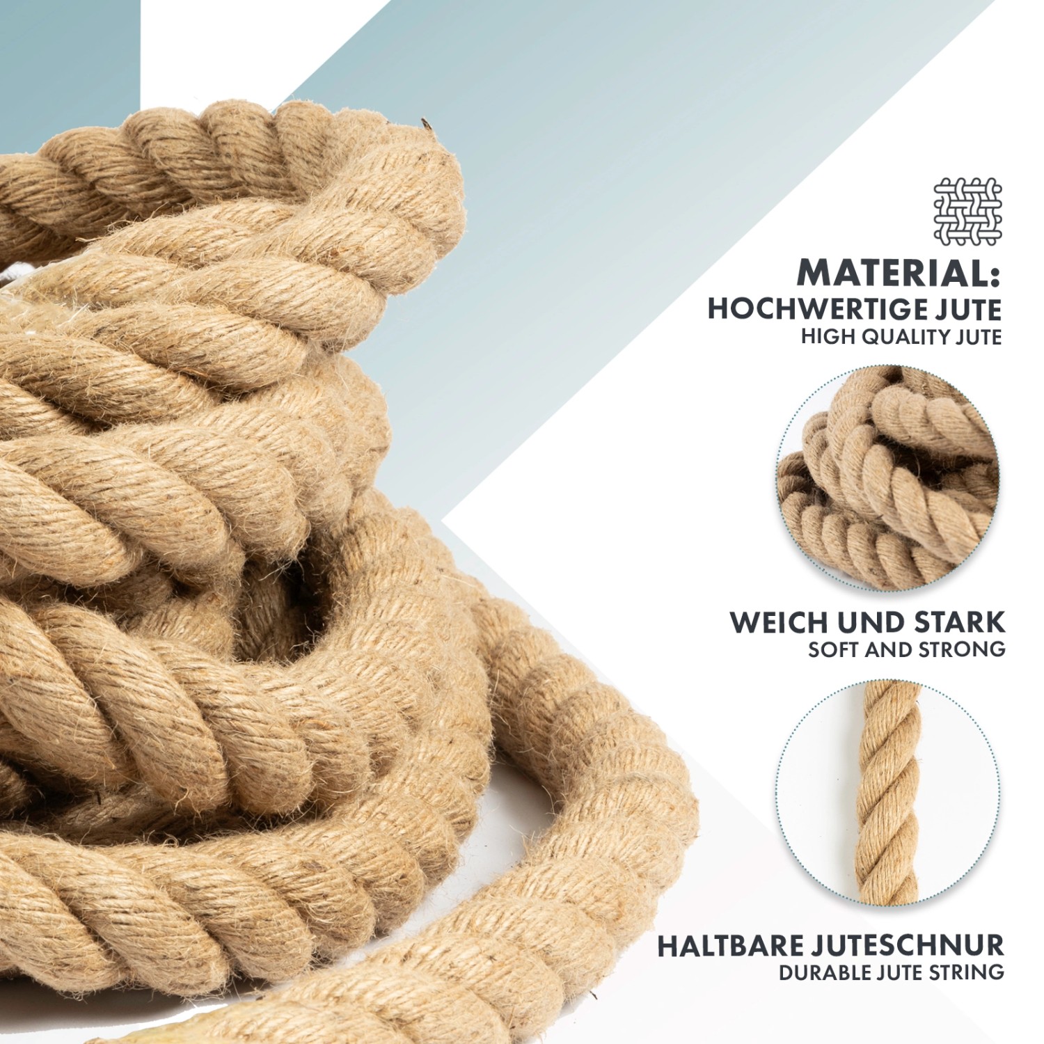 Karat Juteseil Ø 20 mm Kletterseil Extra Stark Universell Einsetzbar ...