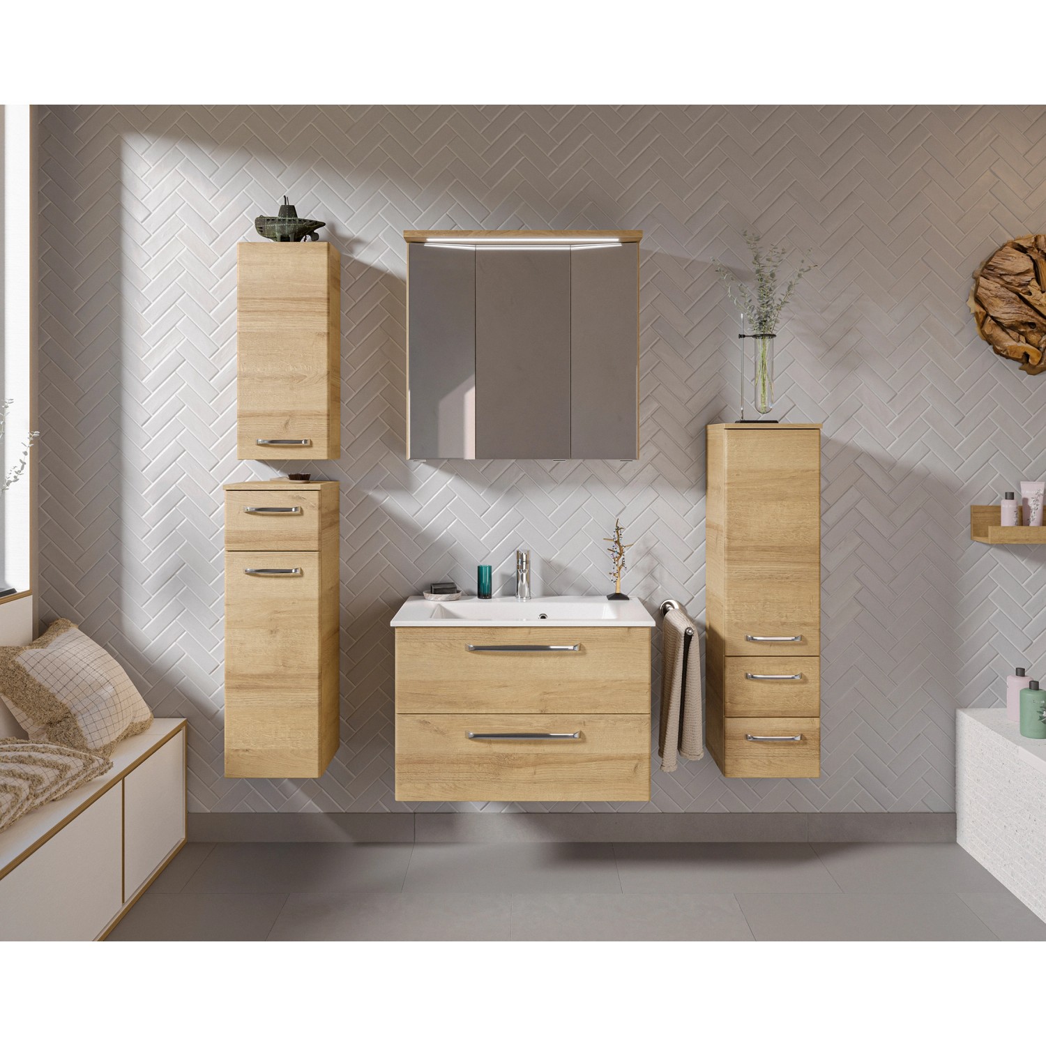 Pelipal Spiegelschrank Trentino Riviera Eiche quer Nachbildung 75 cm ...