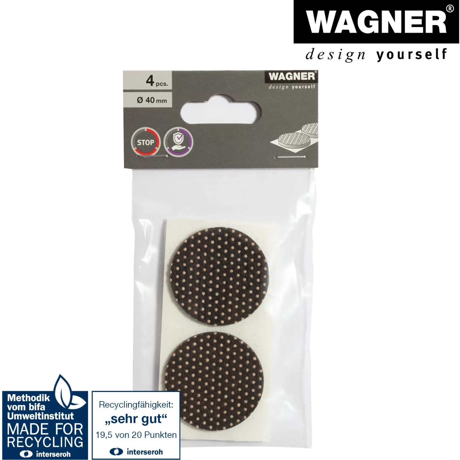 Wagner Anti-Rutsch Pad Filz-PVC Selbstklebend Braun-Beige Ø 40 mm x 3 ...
