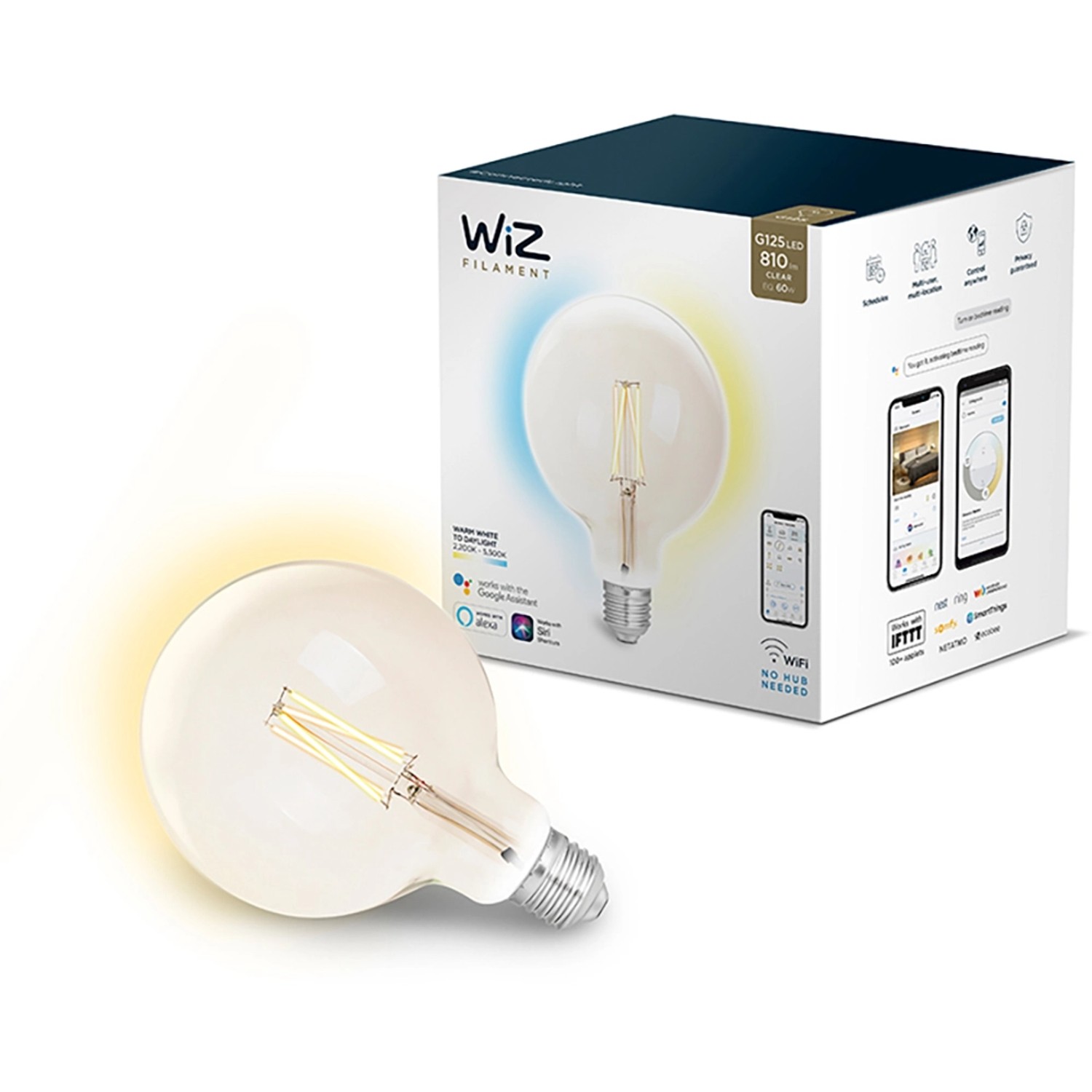 WiZ Smart LED-Leuchtmittel Wifi Filament Clear G125 E27 7 W kaufen bei OBI WiZ Smart LED-Leuchtmittel Wifi Filament Clear G125 E27 7 W kaufen bei OBI