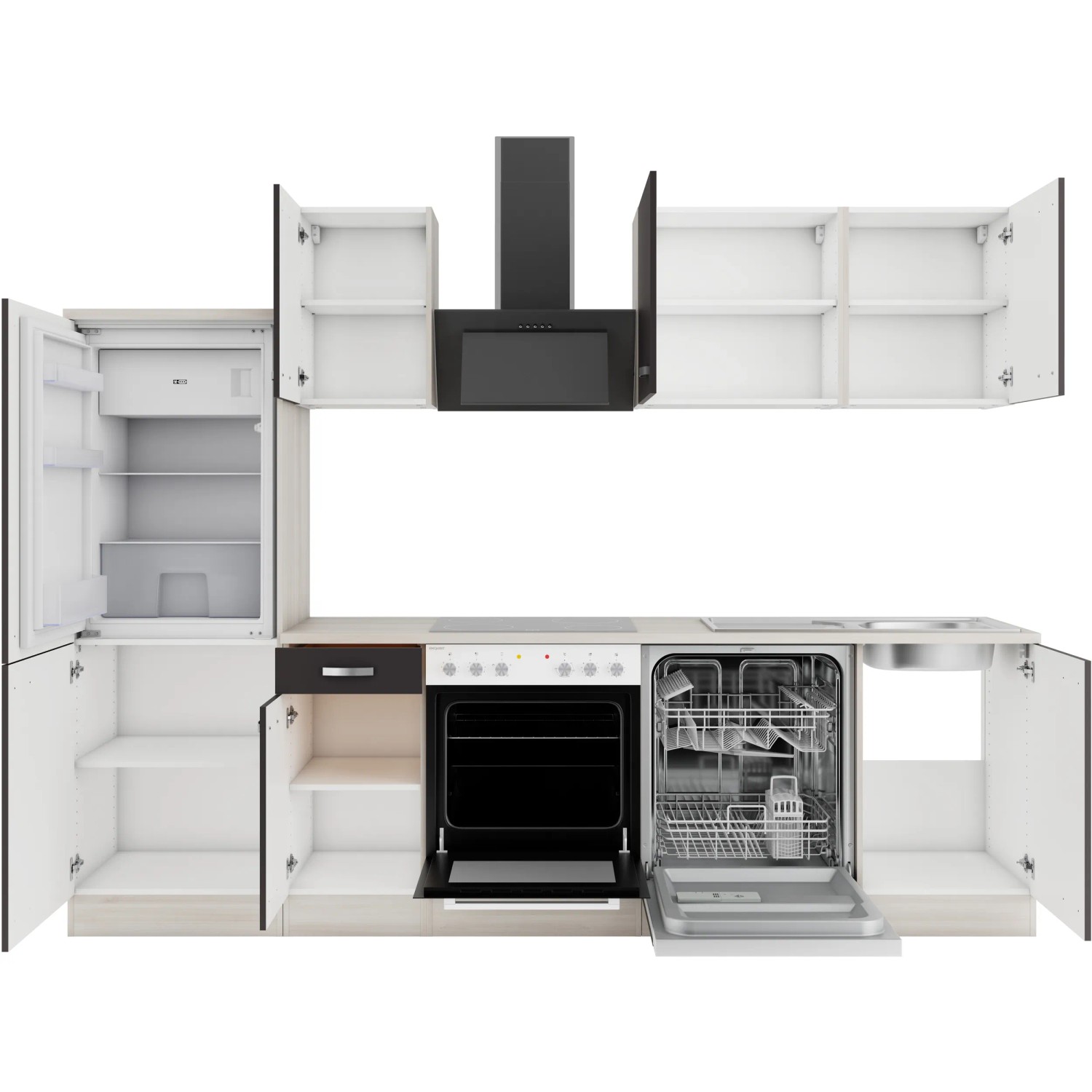 OPTIFIT Faro220 Küchenzeile 270 cm Anthrazit kaufen bei OBI