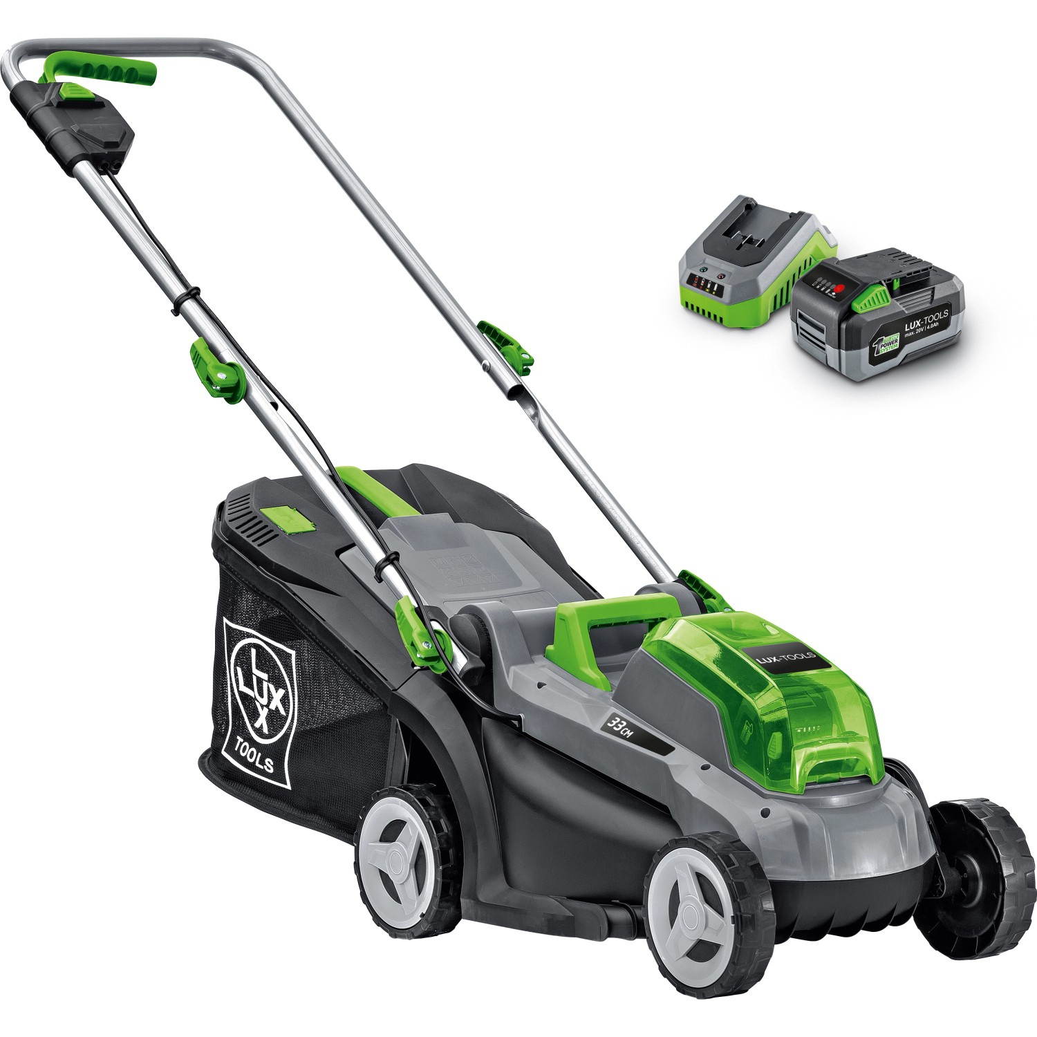 LUX-TOOLS 20V Akku-Rasenmäher 1 PowerSystem A-RM-1x 20/4/33 Set 1x 20V ...