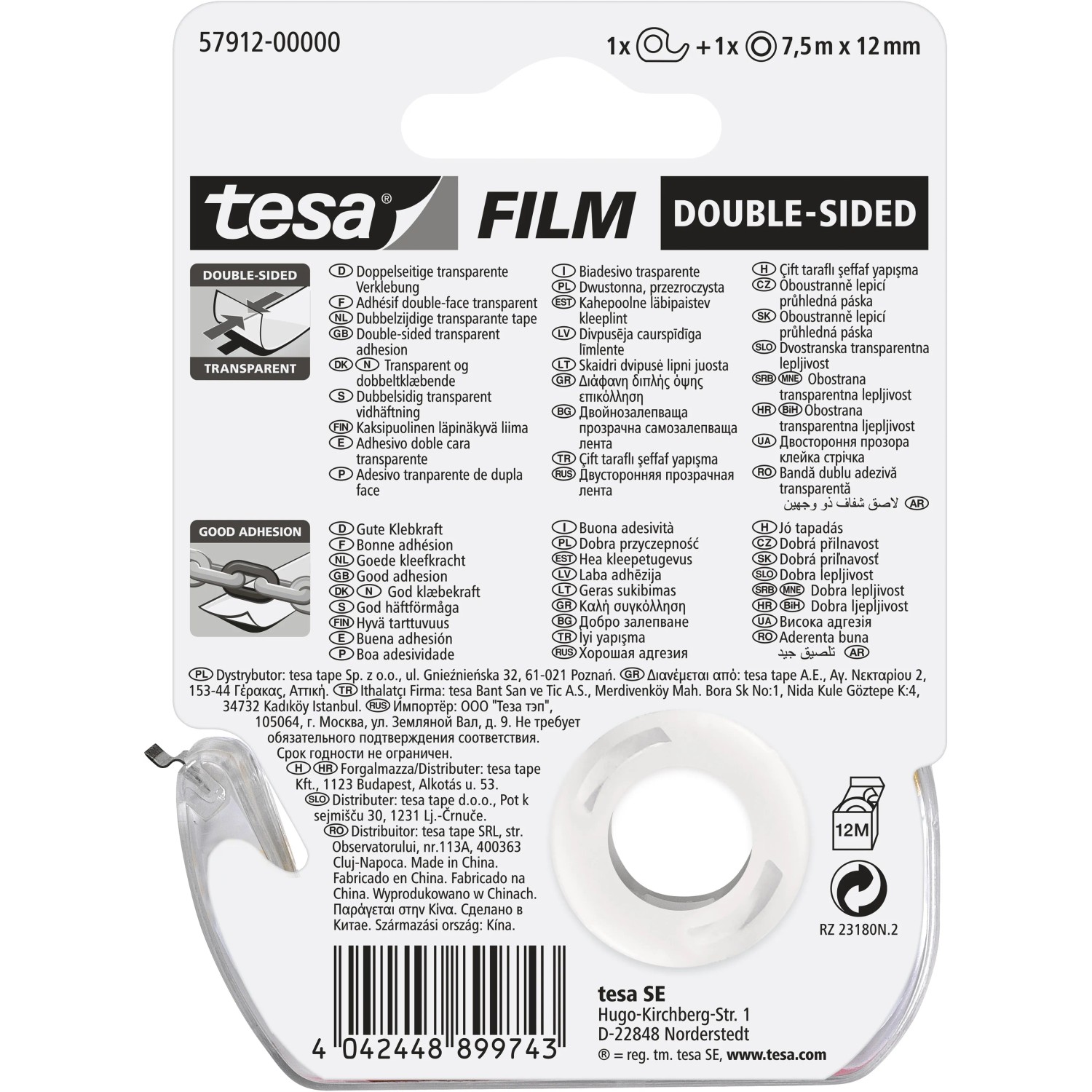 Tesa doppelseitiges Klebeband 7,5 m x 12 mm mit Abroller kaufen bei OBI