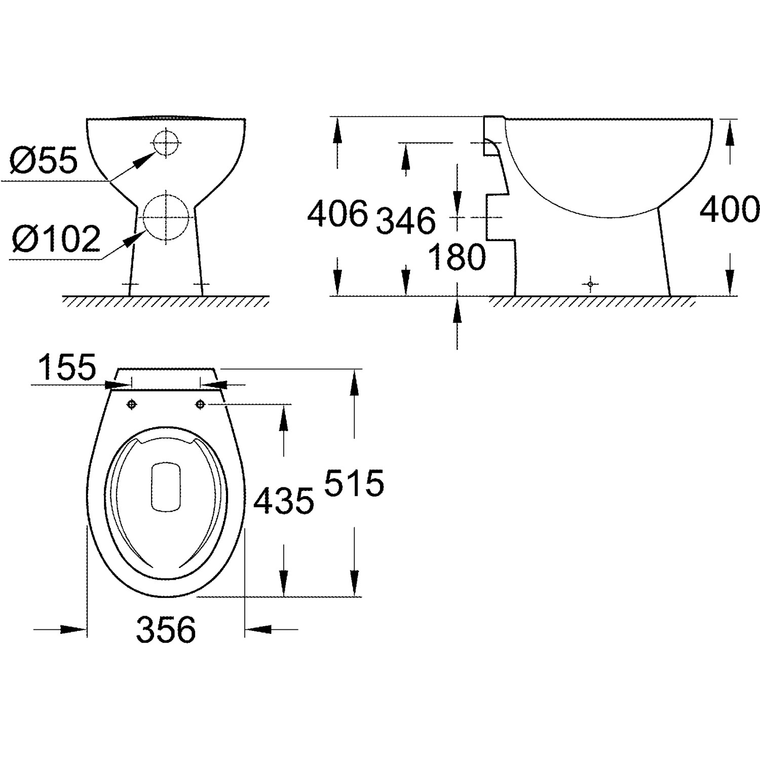 Grohe Bau Keramik Stand-WC Tiefspüler Spülrandlos Alpinweiß kaufen bei OBI