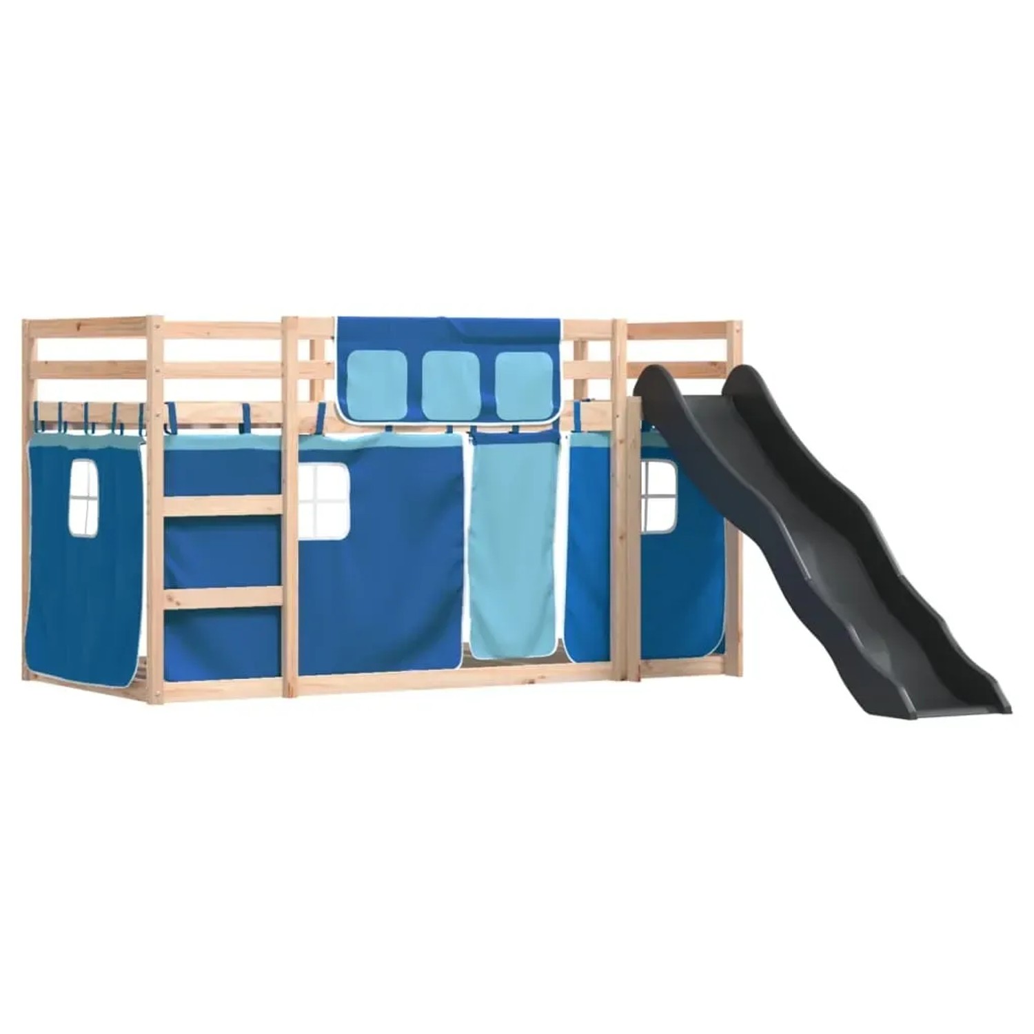vidaXL Etagenbett mit Rutsche und Gardinen Blau 90x190 cm2101503 kaufen ...