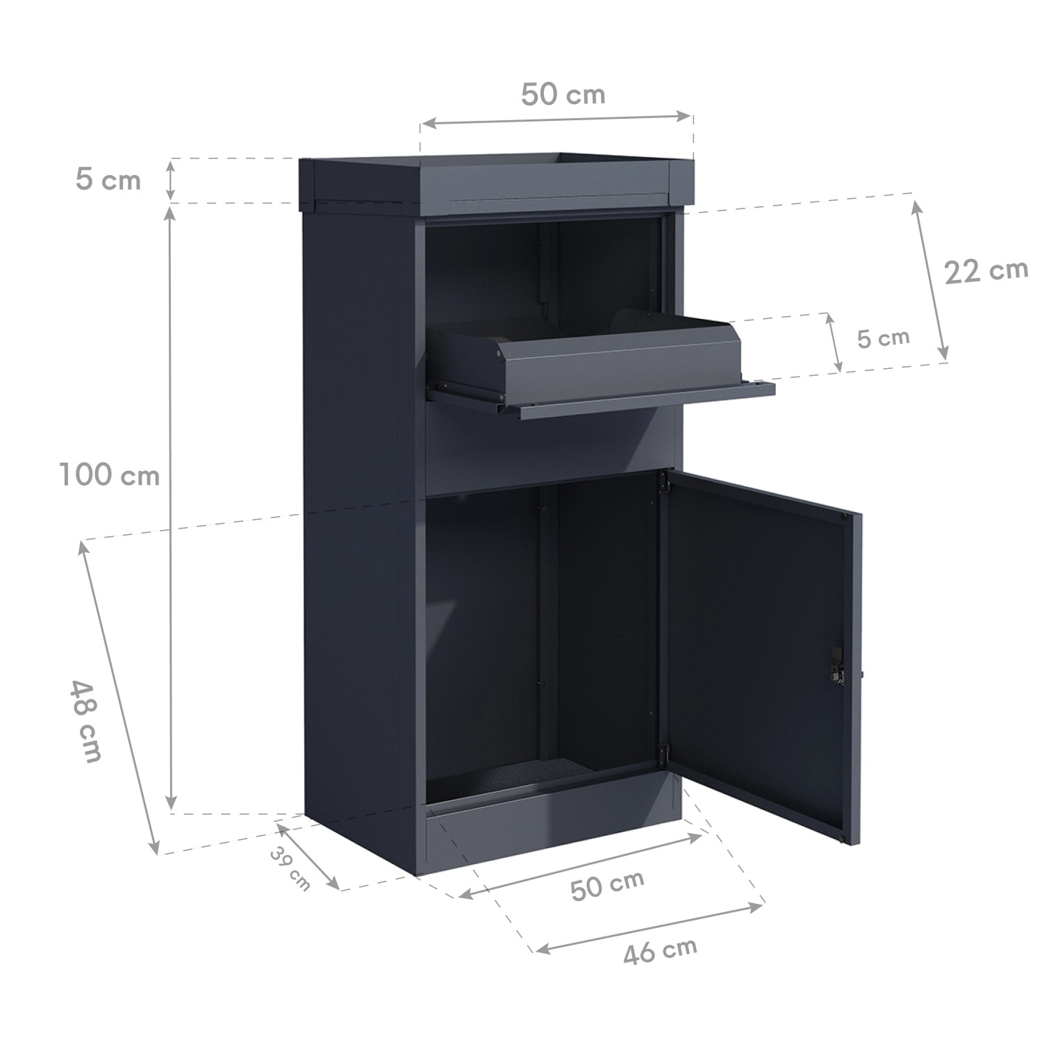 Westmann Paketbox Piet aus Stahl 50 cm x 37 cm x 105 cm Anthrazit ...
