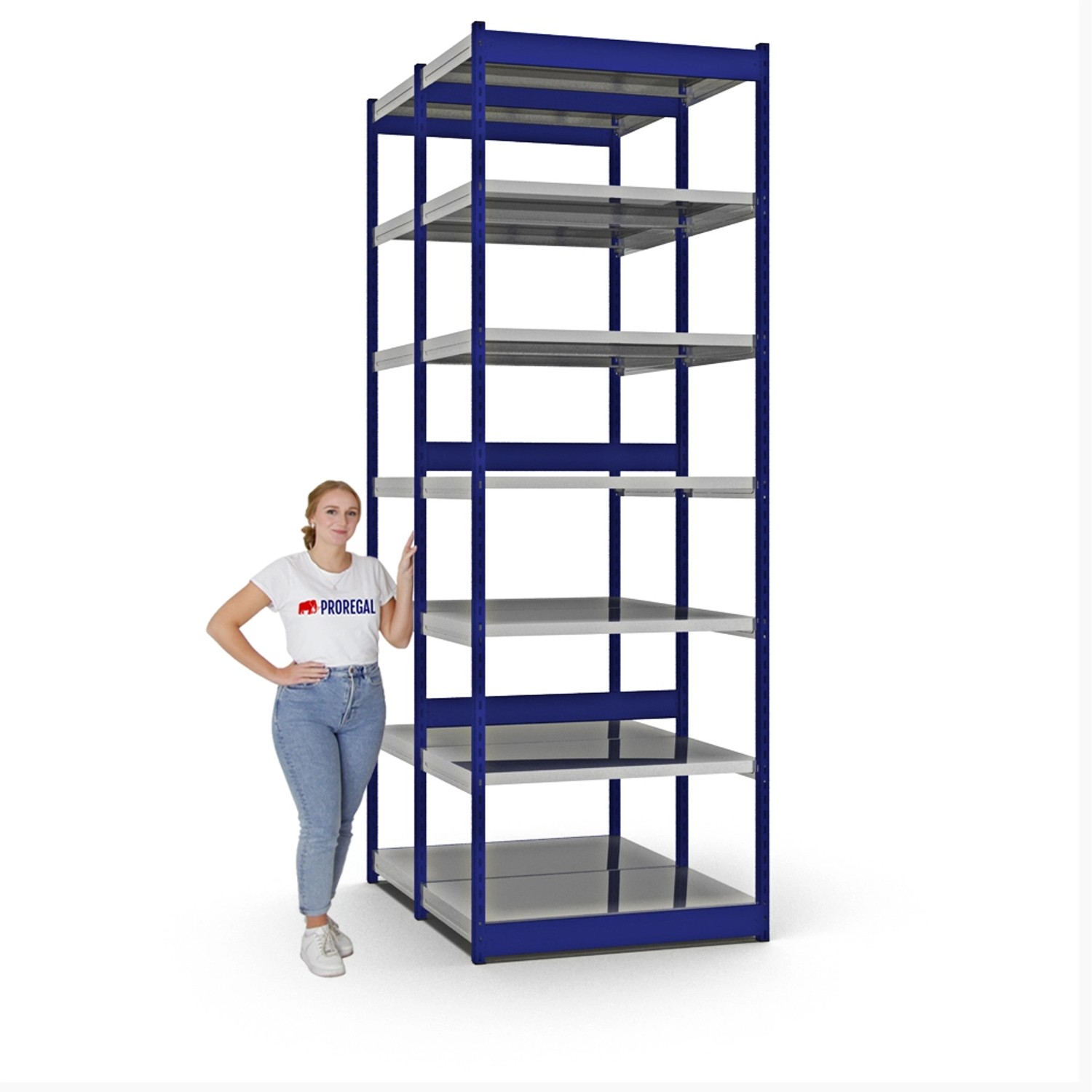 PROREGAL Fachbodenregal Stecksystem Vierkant-Profil Grundregal HxBxT ...