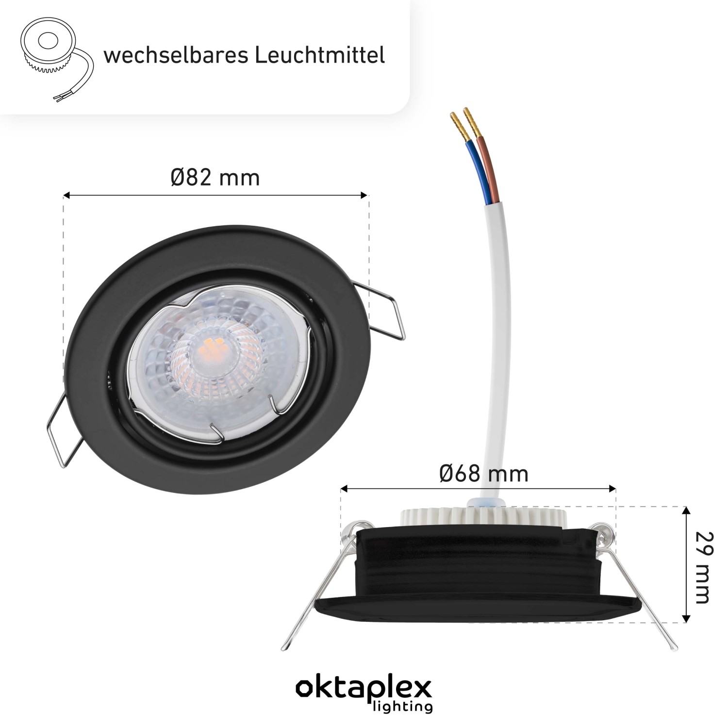 Oktaplex 3er Set Einbauspot Dijon Dimmbar inkl. LED Modul Neutralweiß 4,9W Schwarz 370lm ...