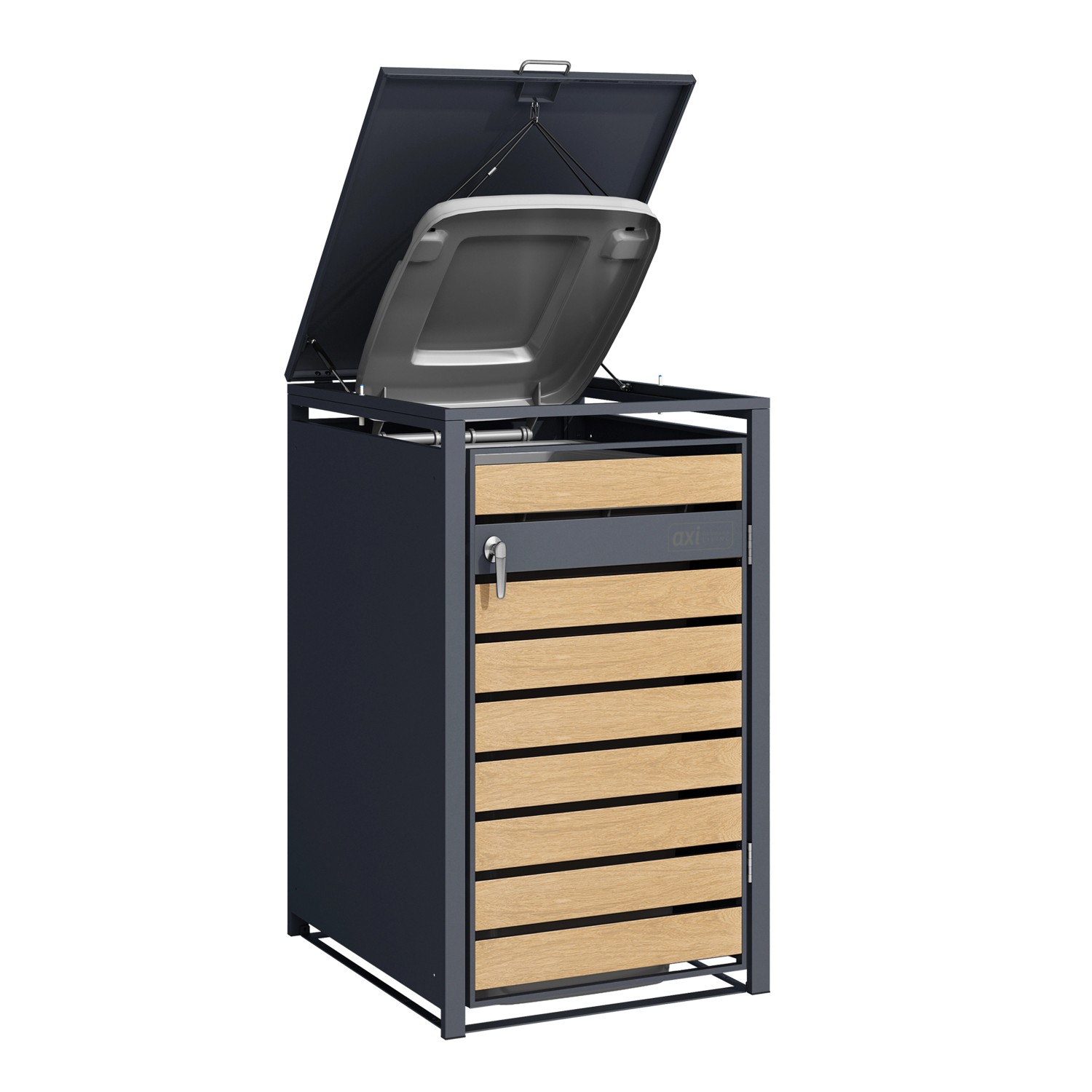Axi Mülltonnenbox Lucas Metall 240 l Anthrazit/Holzoptik kaufen bei OBI