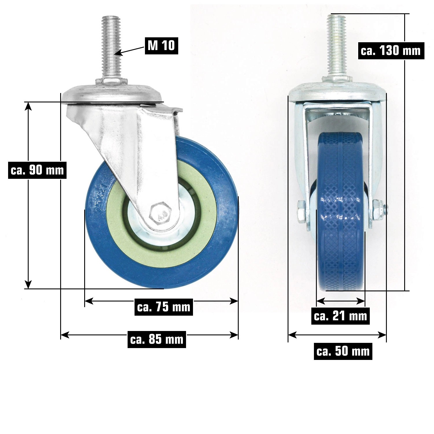 eyepower 360° Lenkrolle 75 mm M10 Schwerlastrolle mit Gewinde kaufen ...