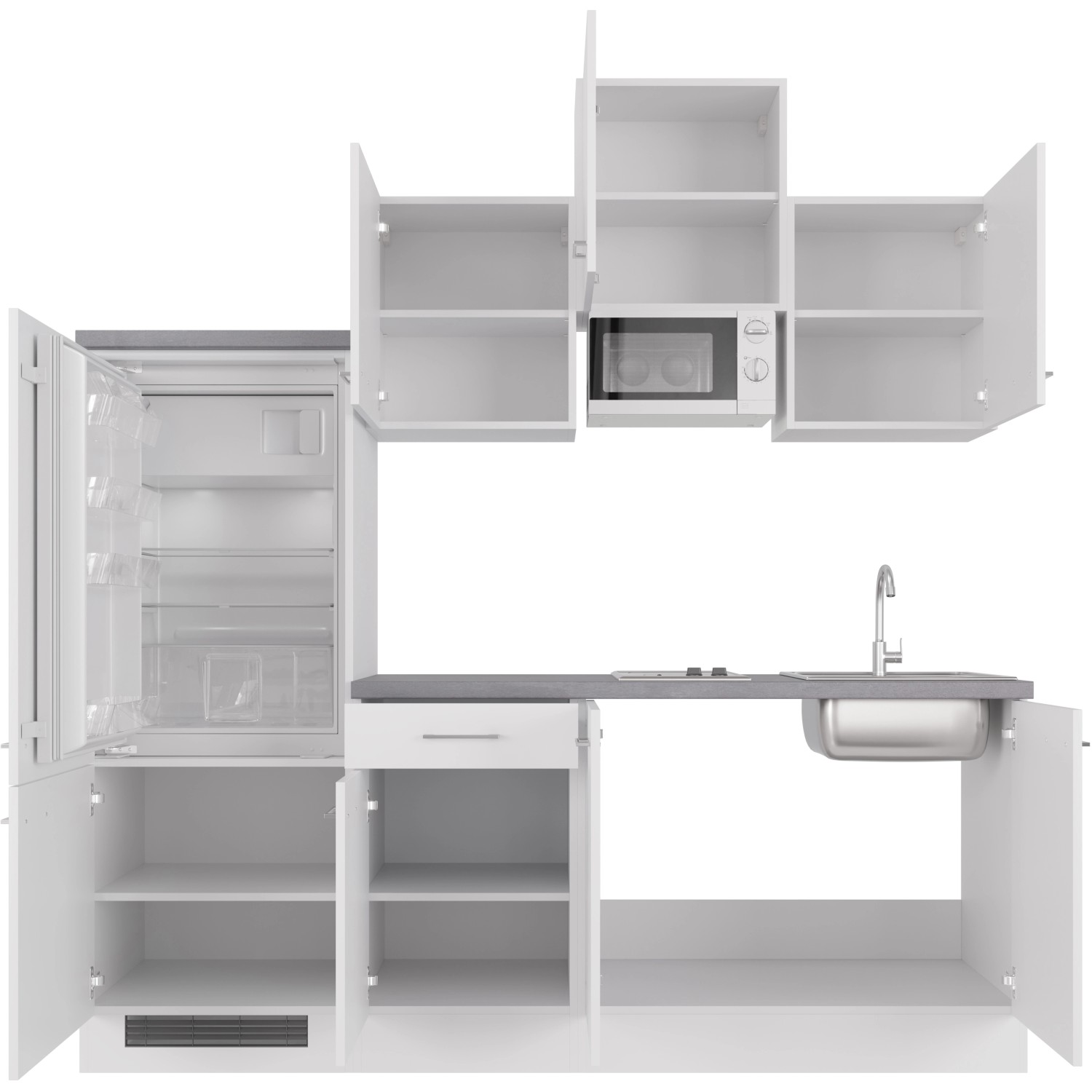 Flex-Well Exclusiv Küchenzeile Joelina 210 cm Weiß matt - Beton Grau ...