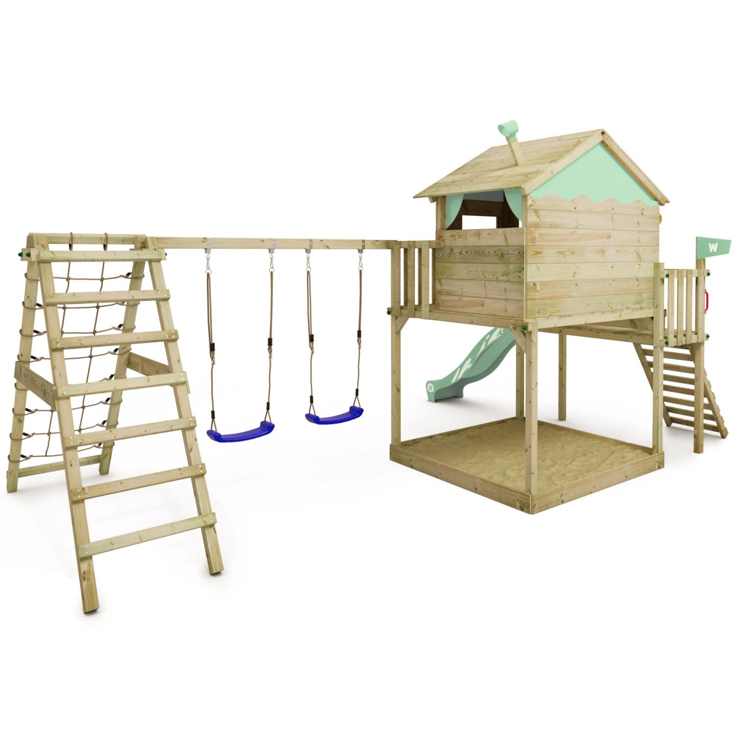 Wickey Spielturm Smart Ocean Klettergerüst mit Rutsche Pastellgrün ...