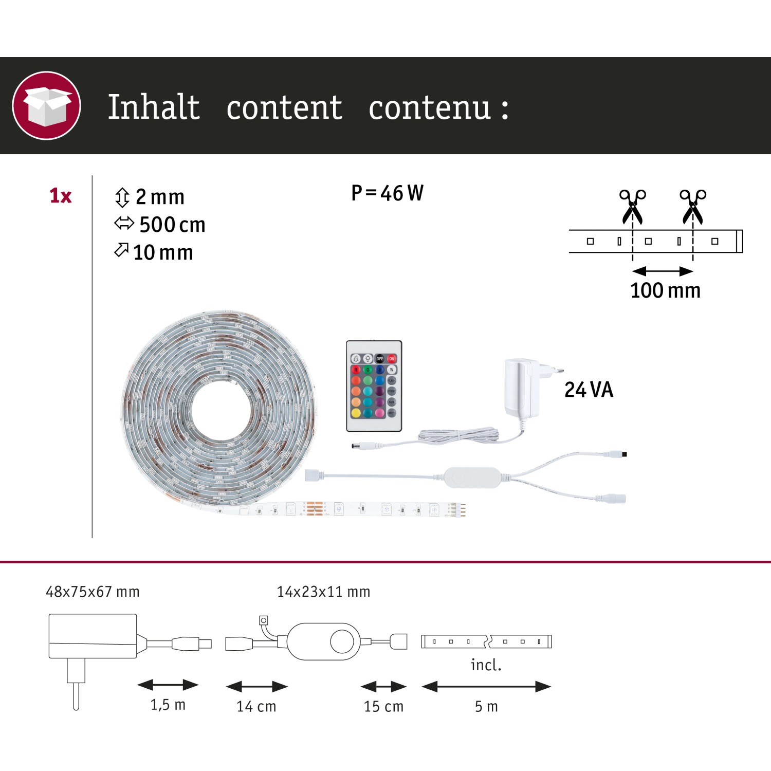 Paulmann LED-Strip RGBW SimpLED Komplettset Smart Home Zigbee 5 m ...
