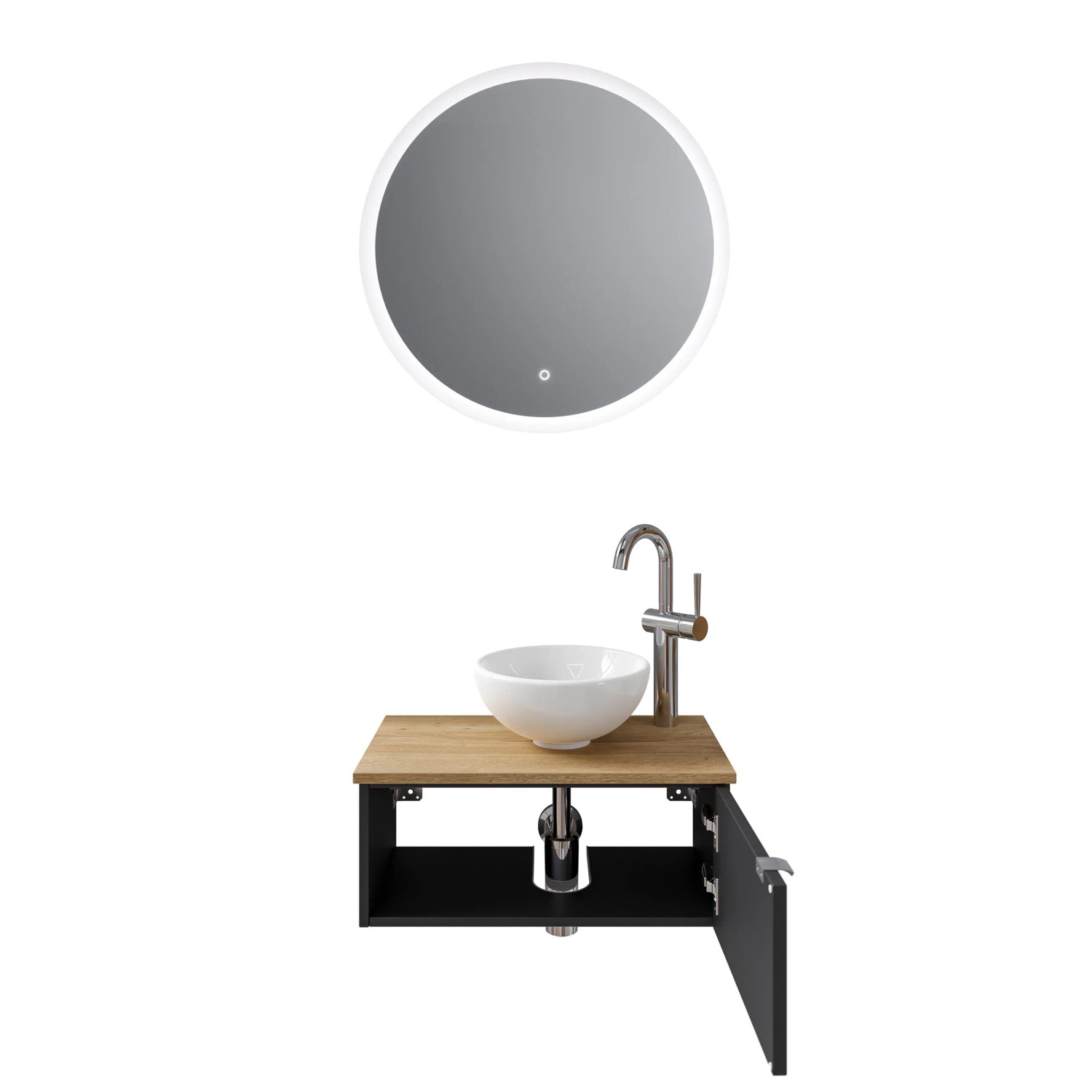 Pelipal Badmöbel-Set Serie 6915 Schwarz Matt-Halifax Eiche Spiegel R 70 ...