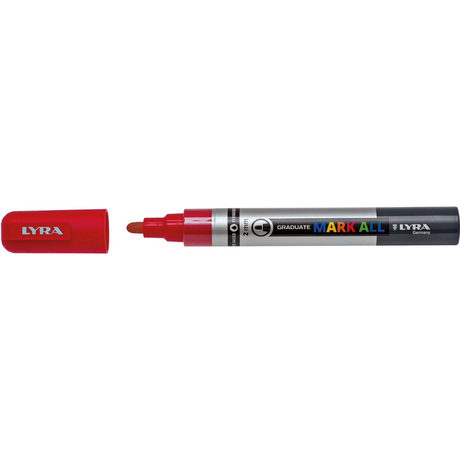 LYRA Mark All Marker für alle Oberflächen Permanent Rundspitze 2mm Rot ...