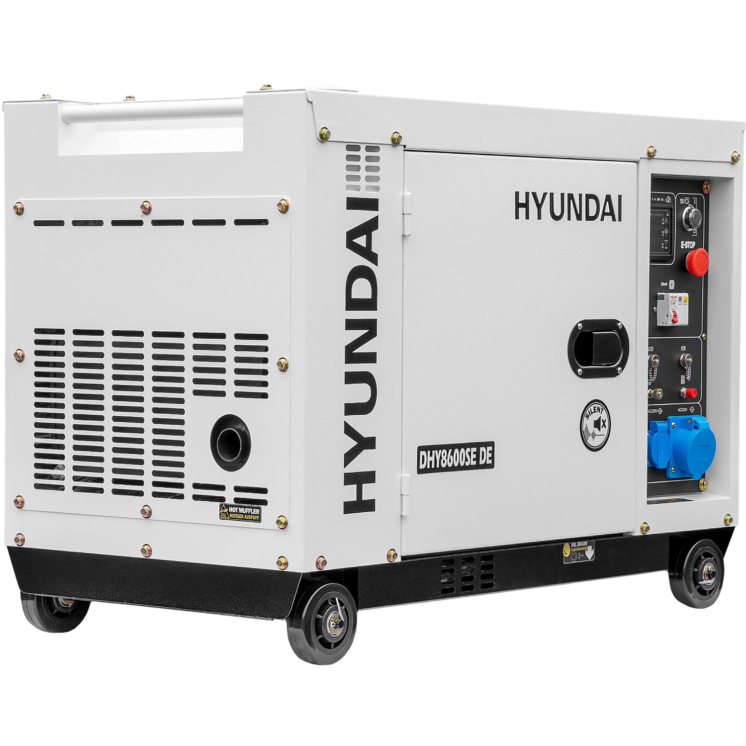 Hyundai Silent Diesel-Generator DHY8600SE DE mit 12 PS Motor und 6.5 kW ...