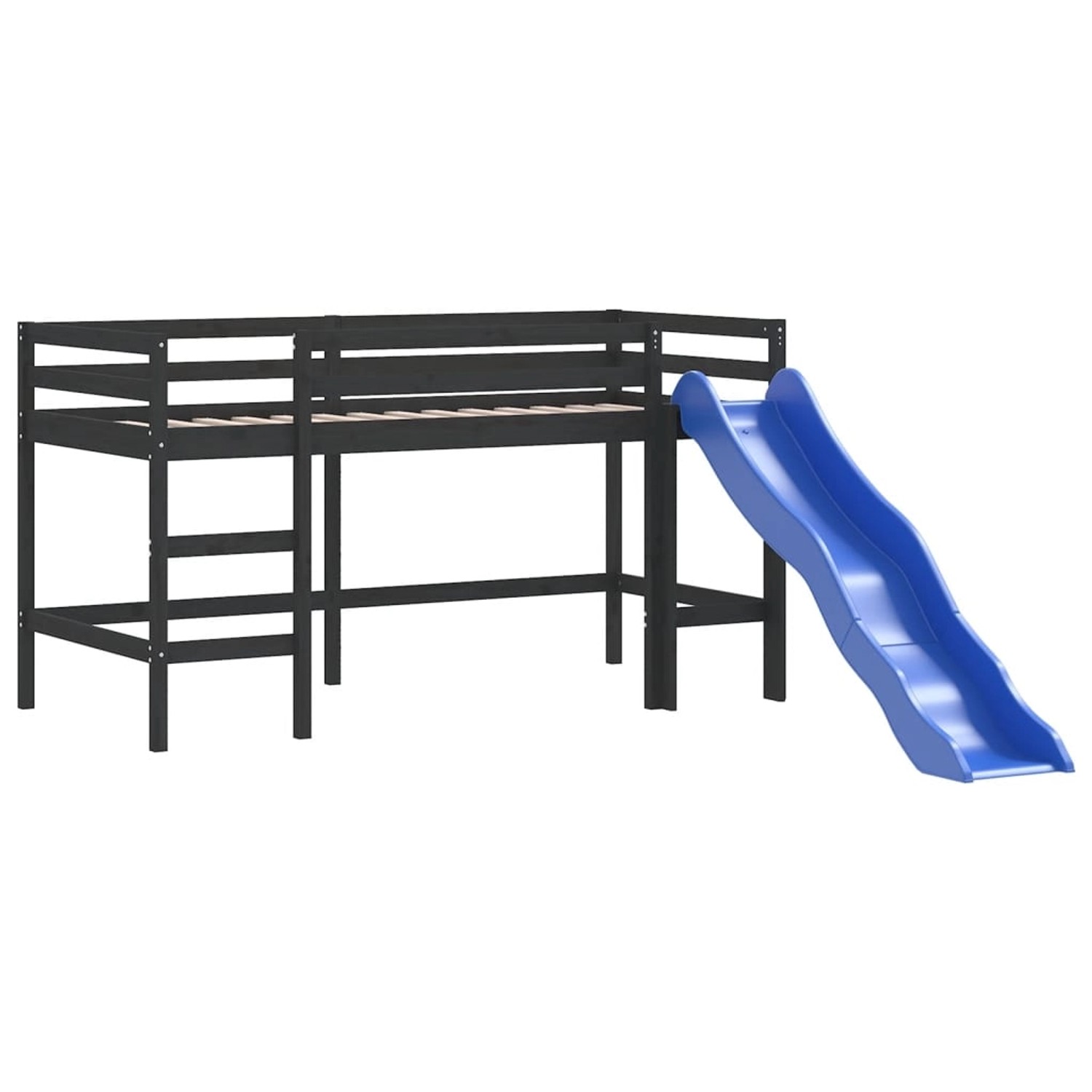 vidaXL Kinderhochbett mit Turm WeiB Schwarz 80x200 cm Kiefernholz1930113