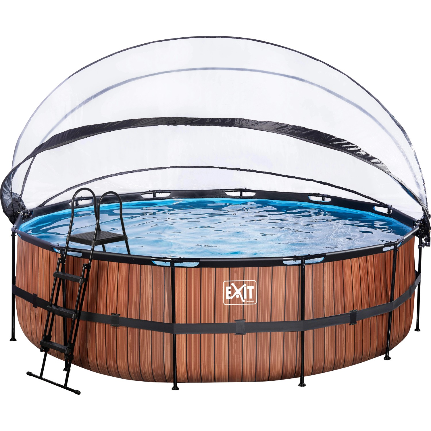 EXIT Wood Pool Braun ø 488 x 122 cm m. Sandfilterpumpe, Abdeckung u ...