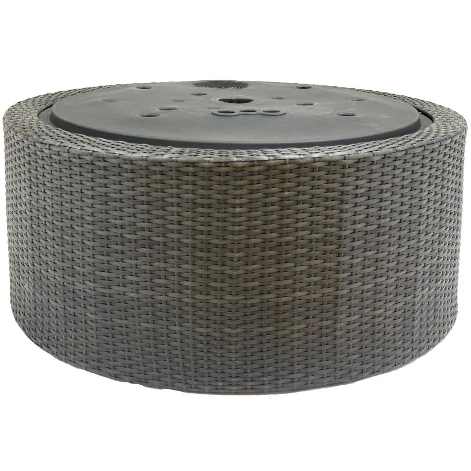 Brunnenbecken-Umrandung DecoWall Wicker Mattschwarz 2 Ø 90 cm 37,5 cm ...