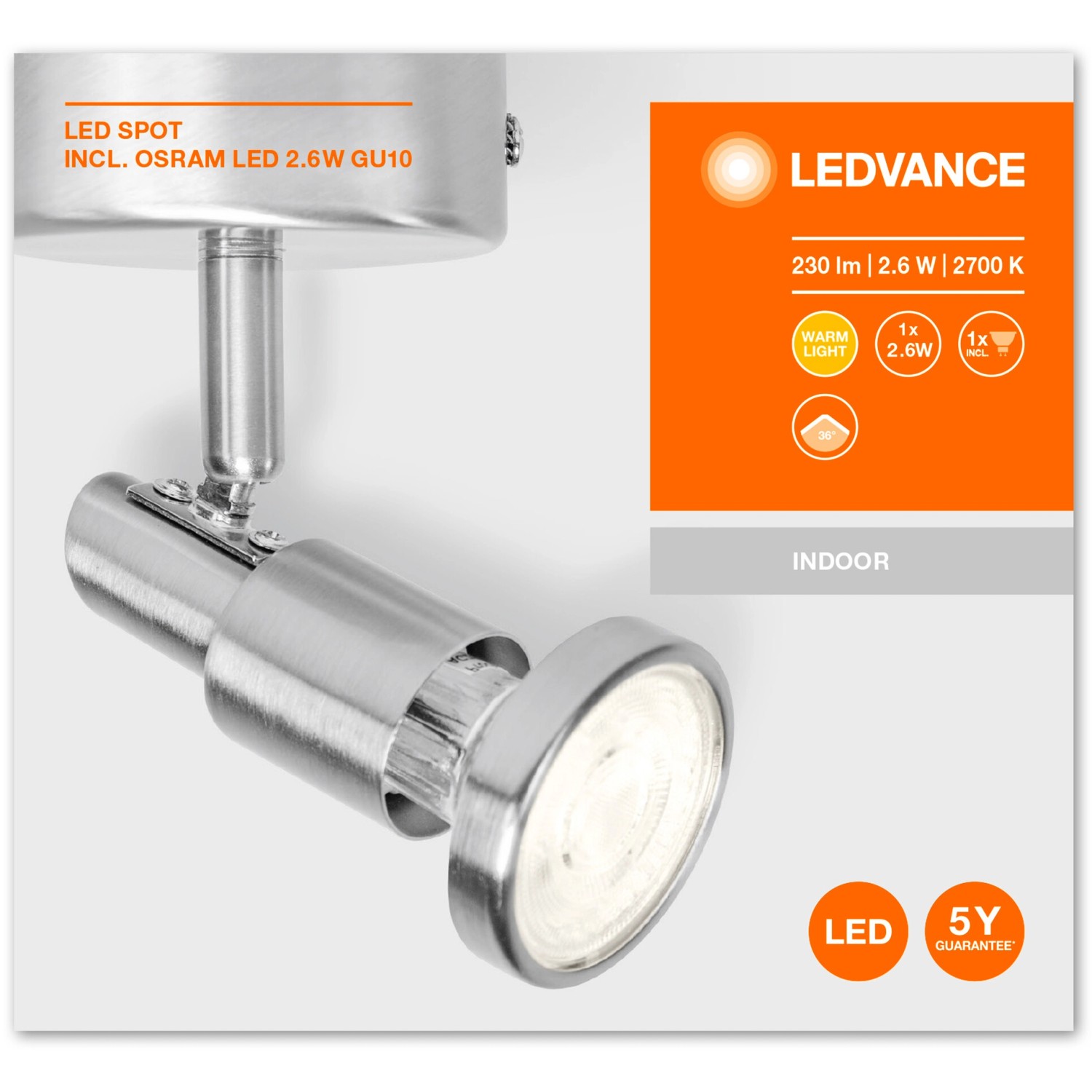 Ledvance LED-Spot 1-flammig Silber 14,6 cm kaufen bei OBI