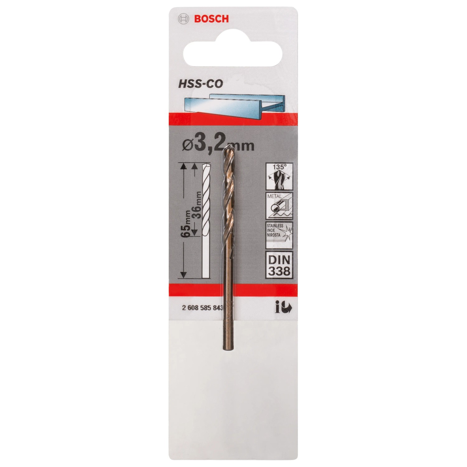 Bosch HSS-Co Metallbohrer Ø 3,2 mm x 36 mm x 65 mm kaufen bei OBI