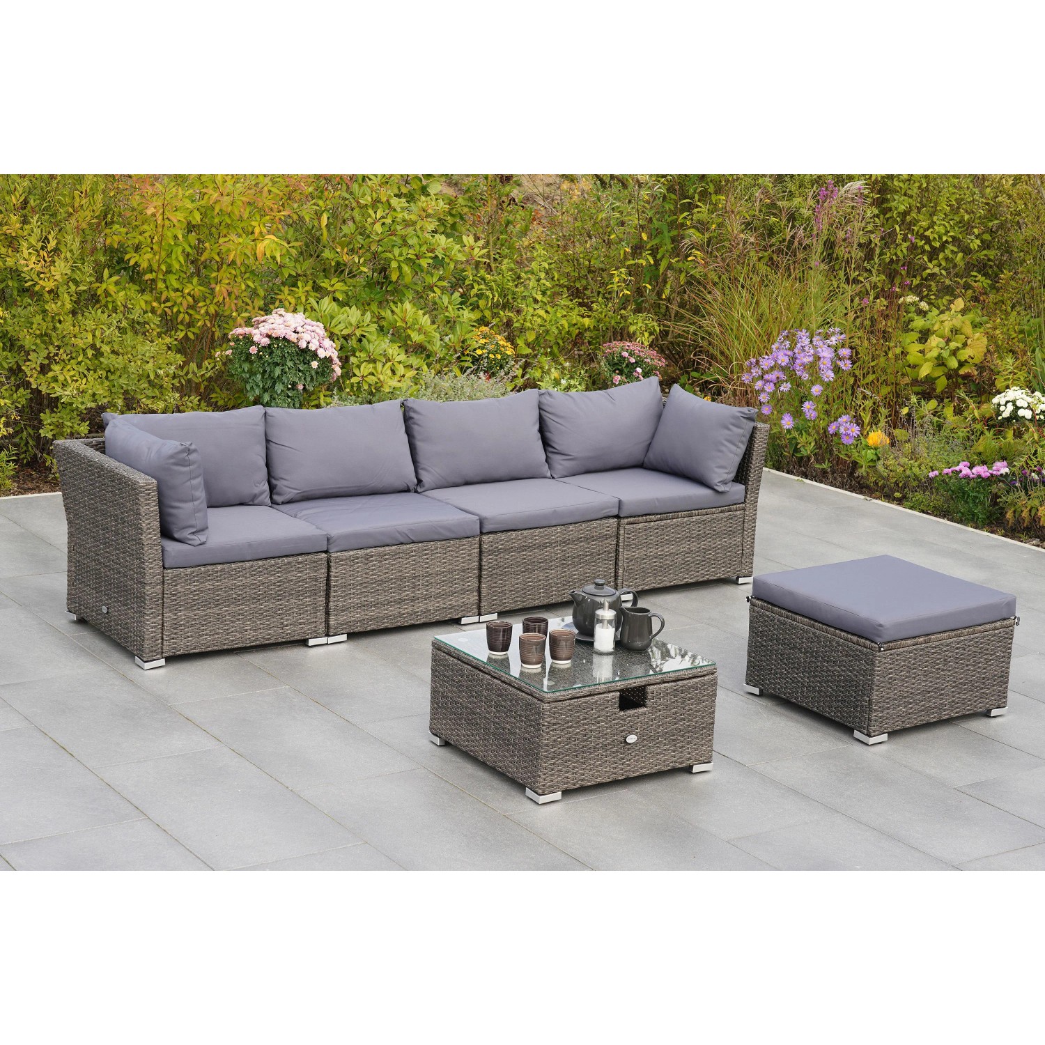 Merxx Gartenlounge Set Malaga 6-tlg. Stahl Kunststoffgeflecht inkl ...