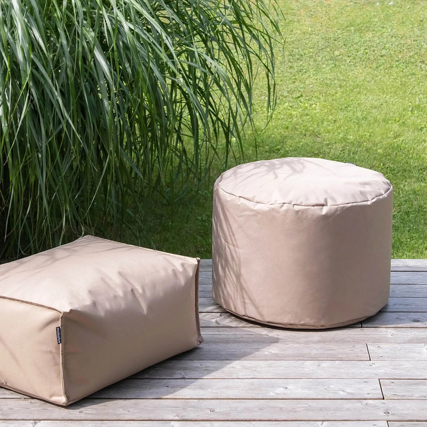 mokebo Outdoor Pouf o Hocker in Grau mit Wasserabweisender Schutzhülle ...