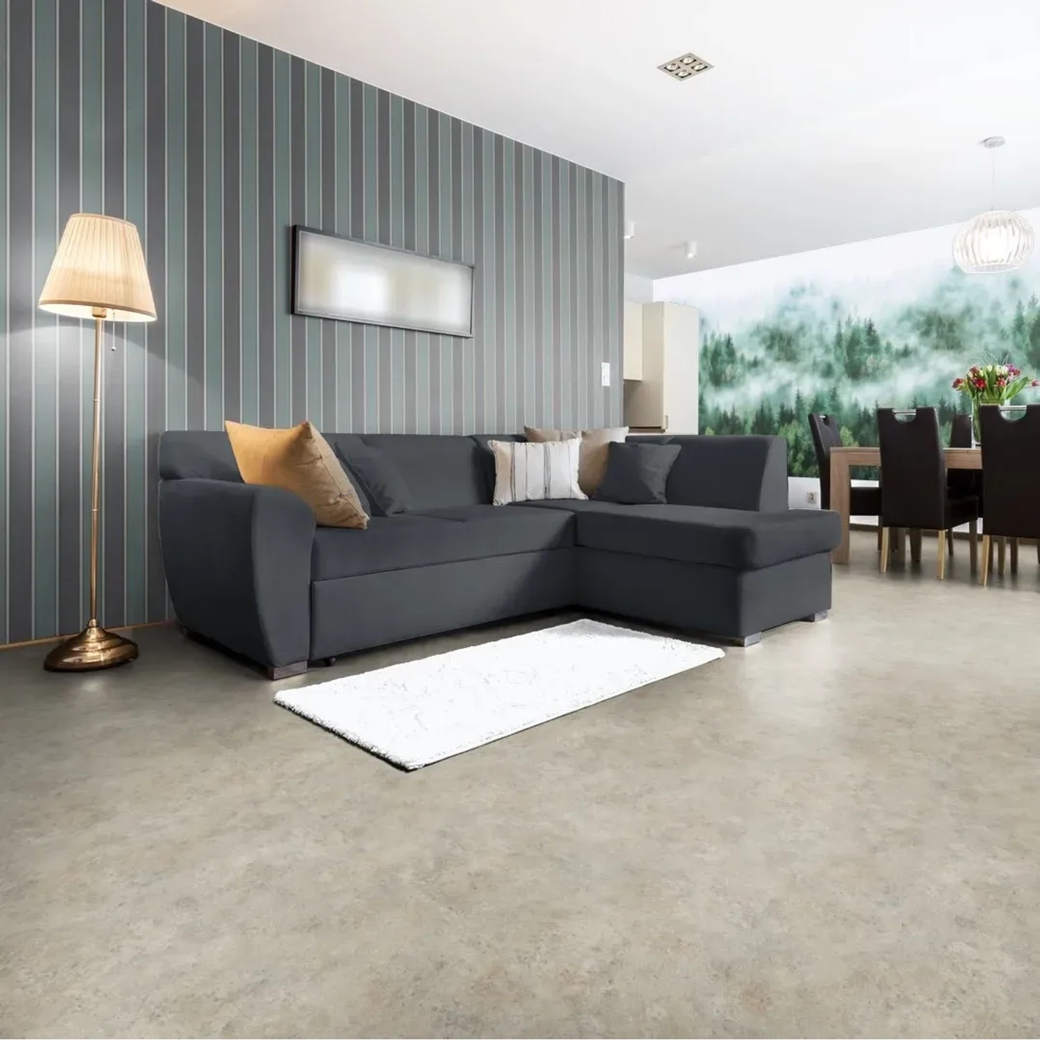 BRICOFLOR Fußbodenbelag Steinoptik Beige PVC Boden Meterware CV Belag ...