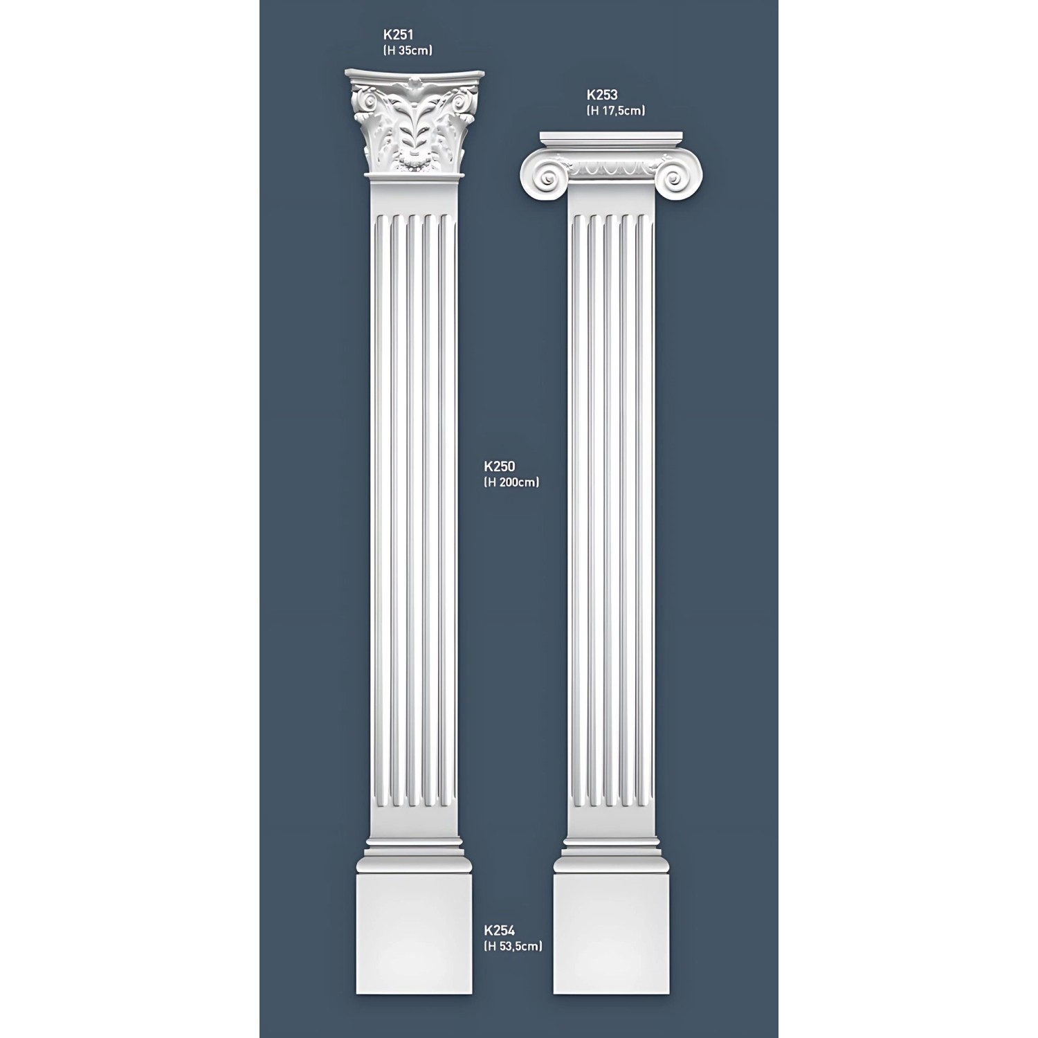 ORAC DECOR K250 LUXXUS Stuck Pilaster Schaft Wand-Dekor-Element leicht ...