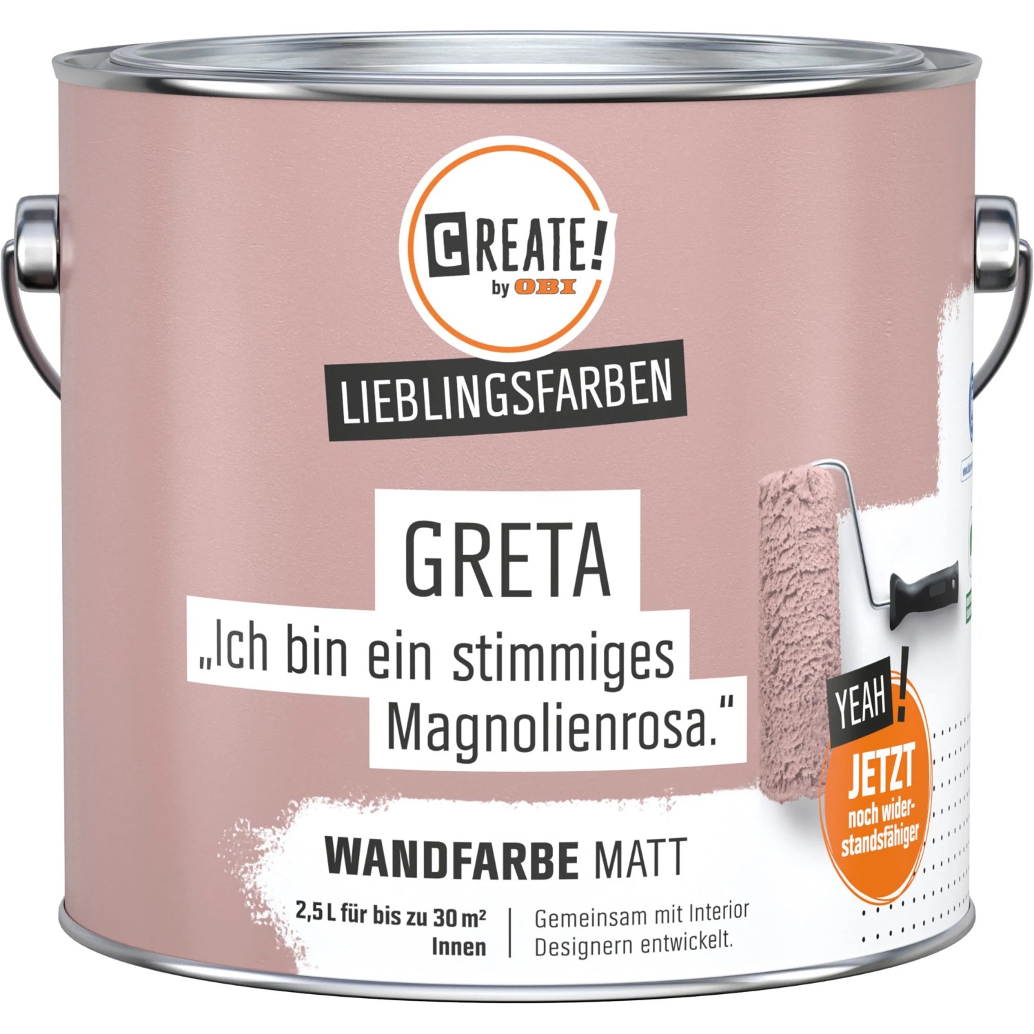 CREATE! by OBI Wandfarbe Lieblingsfarbe Greta Magnolienrosa Matt 2,5 l ...