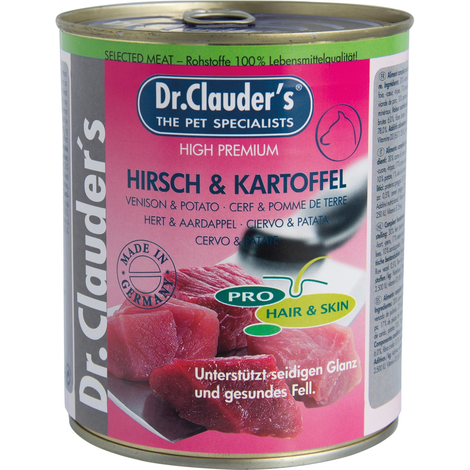 Dr. Clauder Hunde-Nassfutter Selected Meat Hirsch und Kartoffel 800 g ...